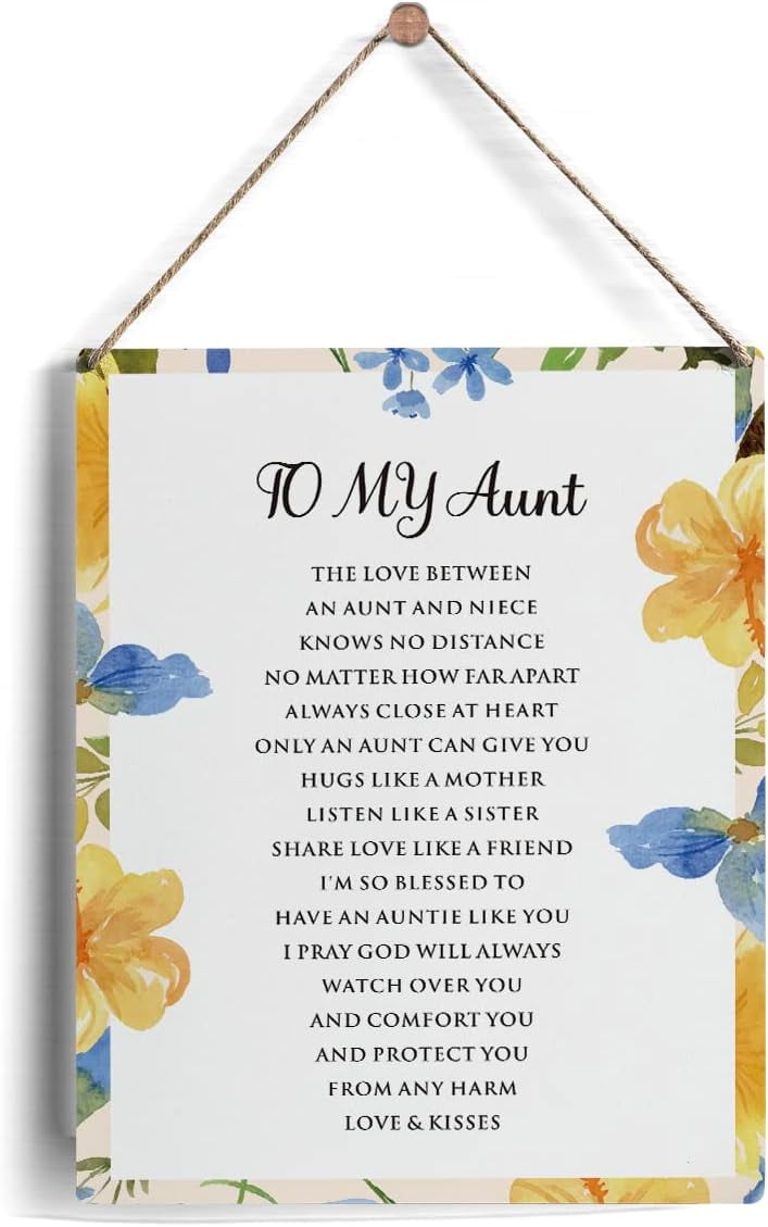 8x10 Inch Aunt Sign Gifts From Niece, Rustic Floral To My Aunt Wooden ...