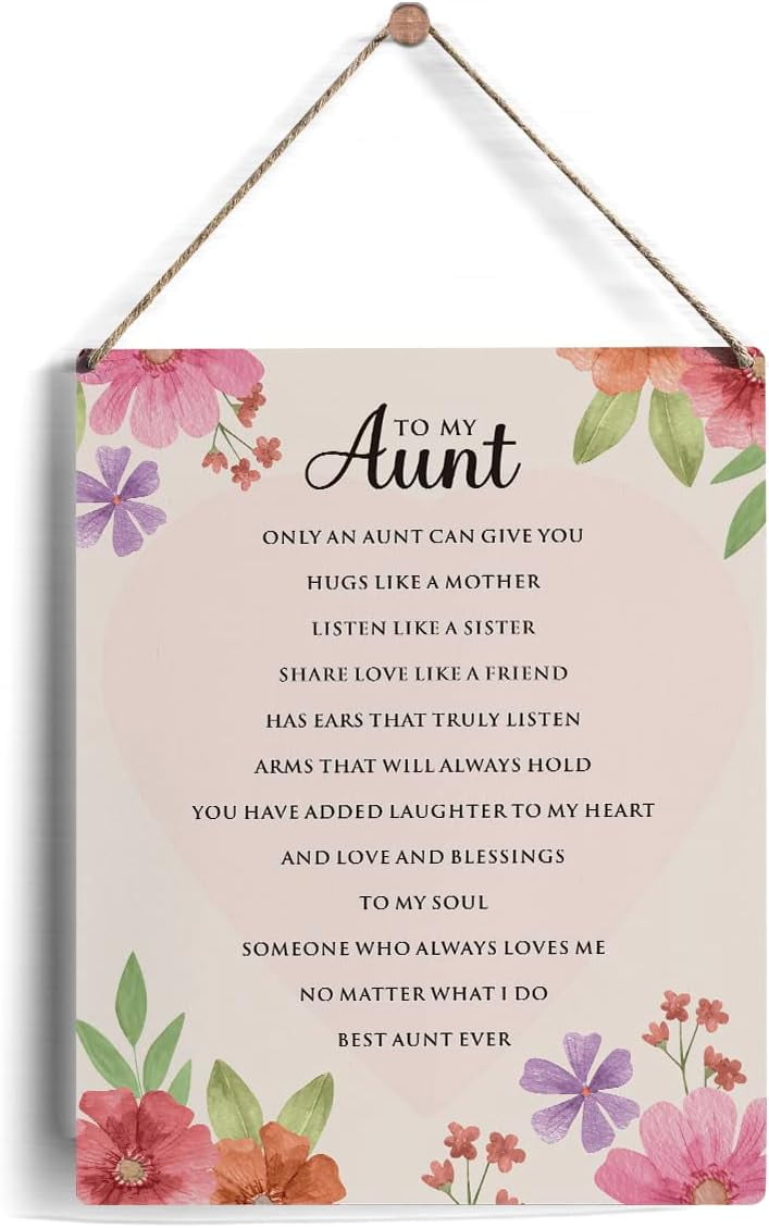 8x10 Inch Aunt Sign Gifts, Rustic Floral To My Aunt Listen Like A ...