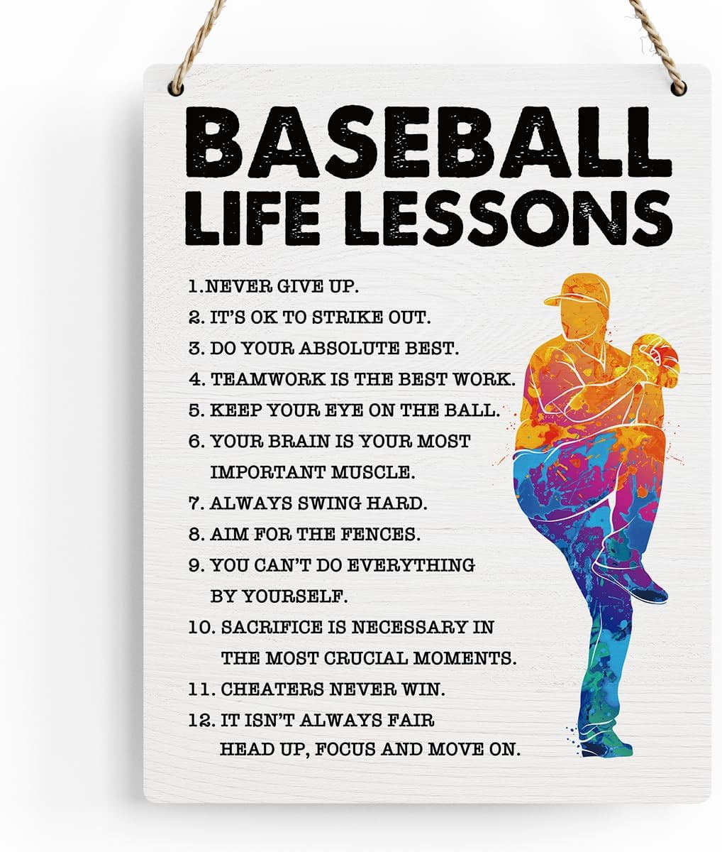 8x10 Inch Baseball Life Lessons Wood Sign Inspirational Baseball Wall ...