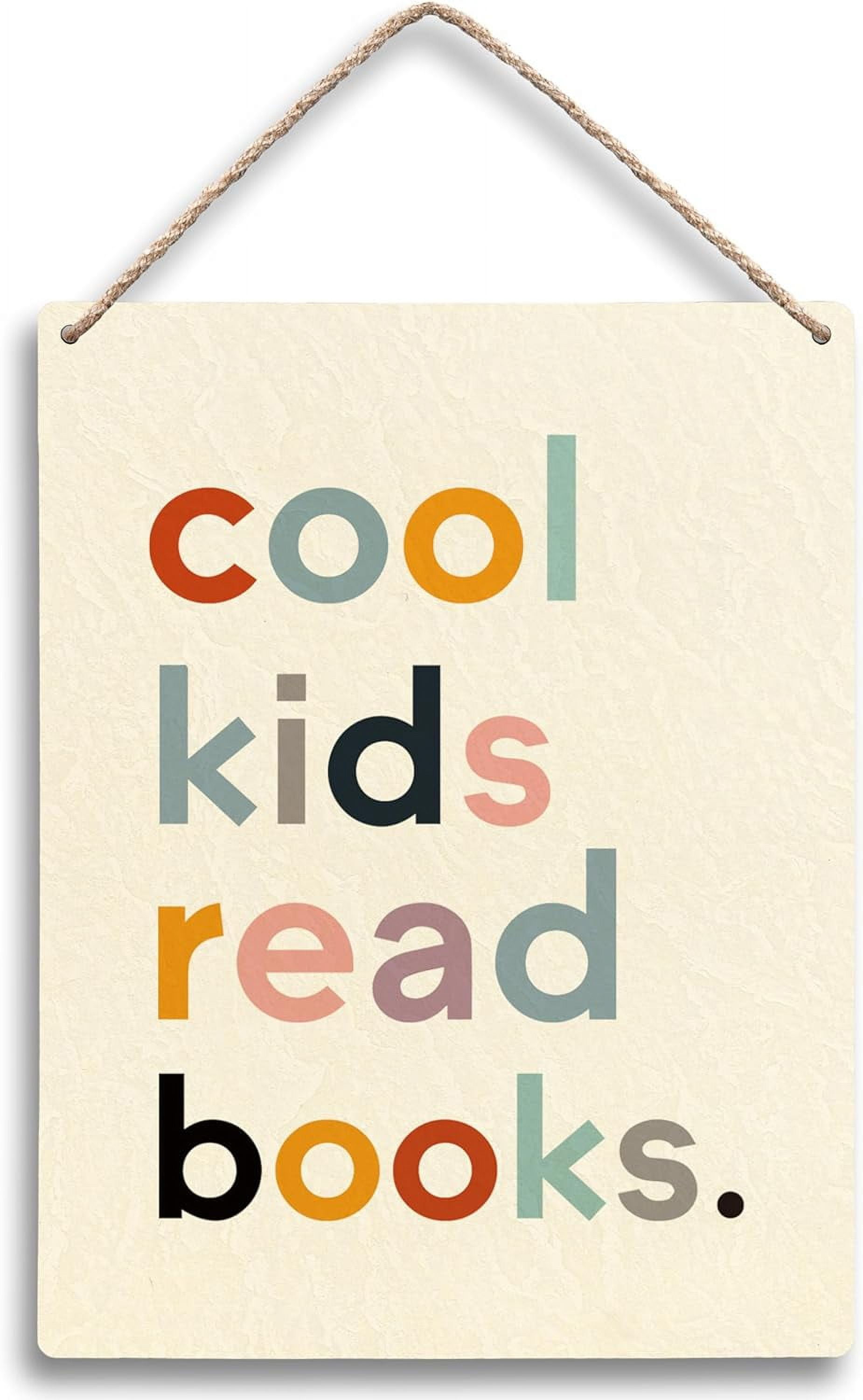 8x10 Inch Boho Cool Kids Read Books Hanging Wooden Signs, Kids Reading ...