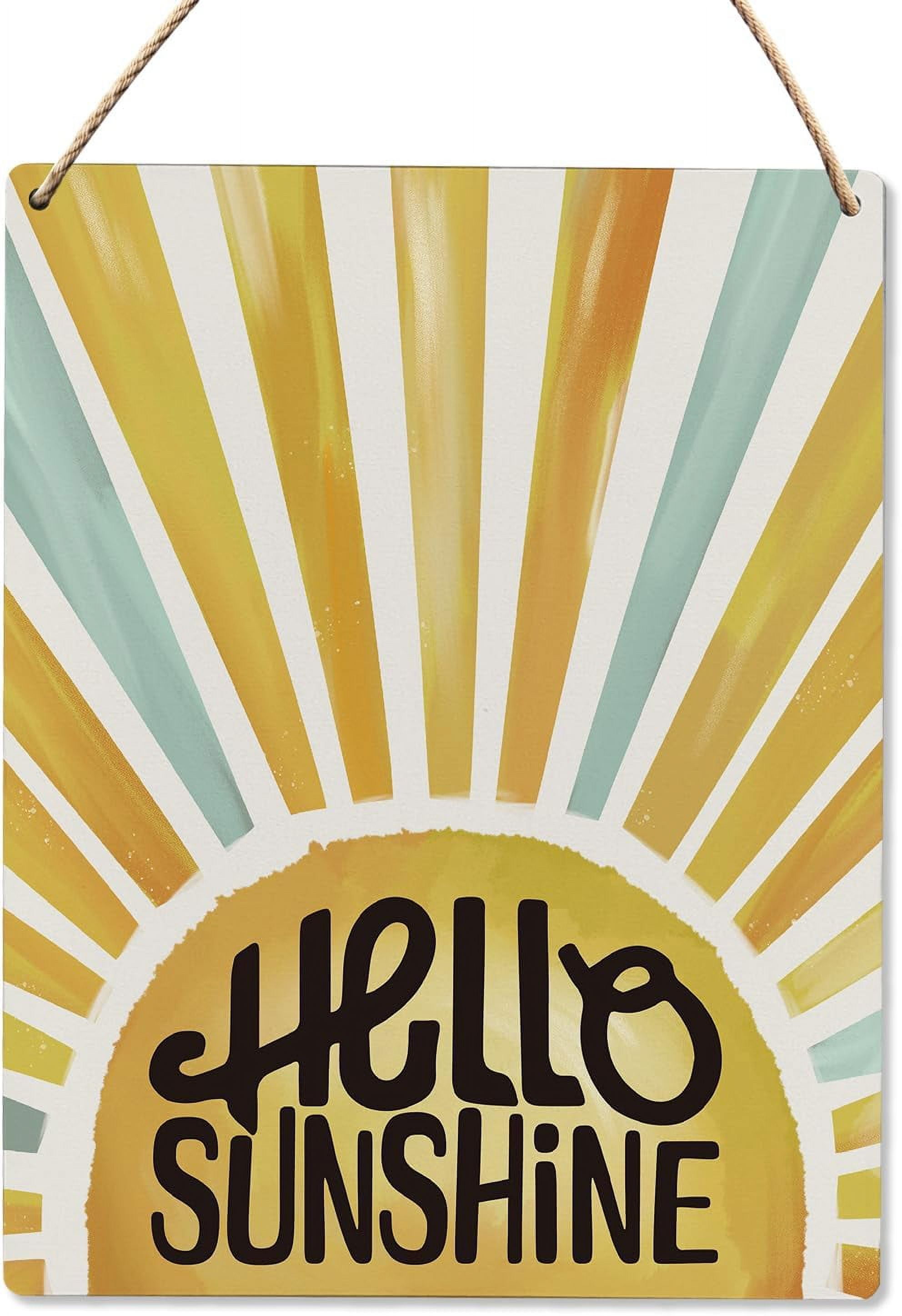 8x10 Inch Boho Sun Wall Decor, Boho Watercolour Hello Sunshine Wood ...