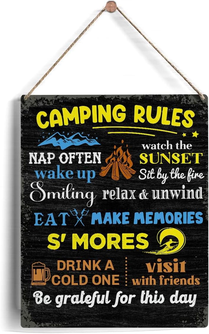 8x10 Inch Camping Rules Sign Gifts, Rustic Nap Often Watch The Sunset ...