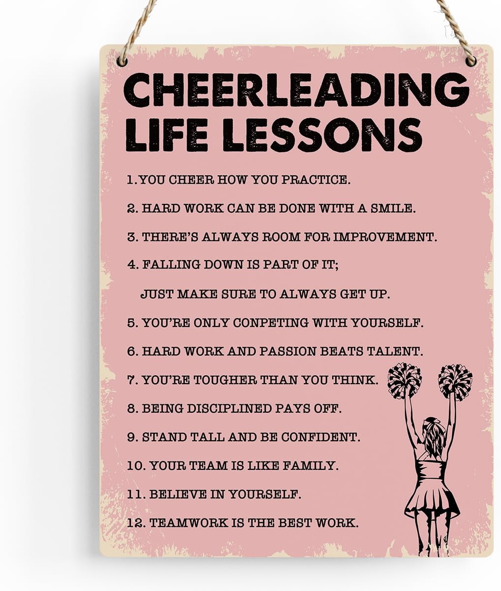 8x10 Inch Cheerleading Life Lessons Wood Sign Inspirational ...