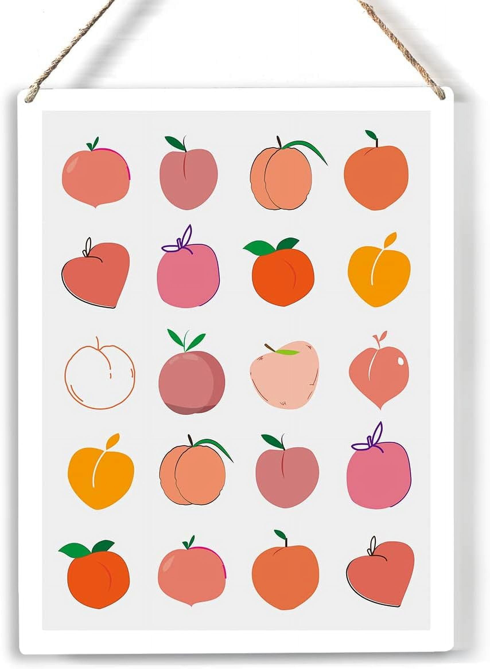 8x10 Inch Colorful Fruit Peaches Wood Sign Peach Wooden Signs Rustic ...