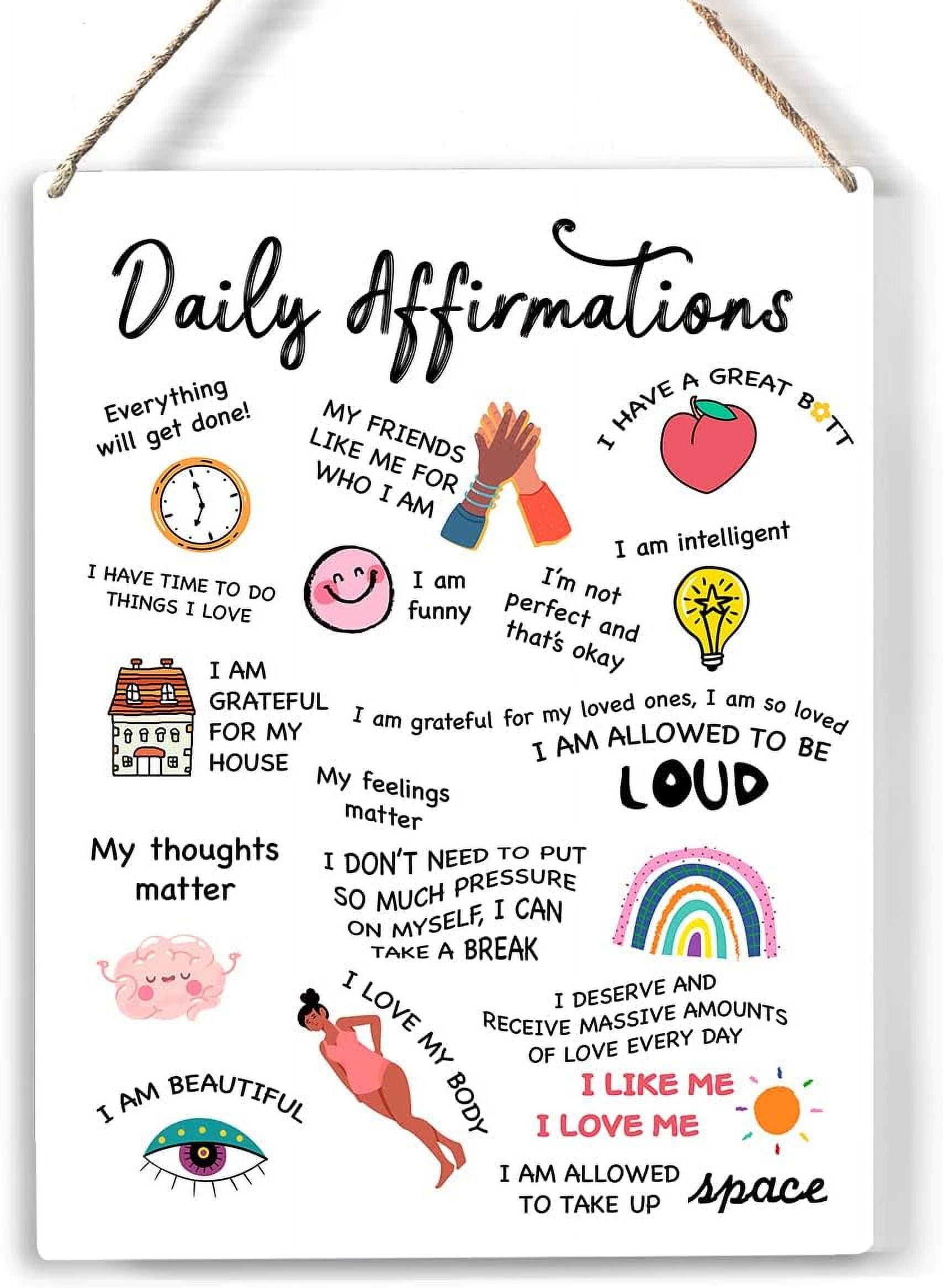 8x10 Inch Daily Affirmations Wood Sign Positive Wooden Signs Rustic ...