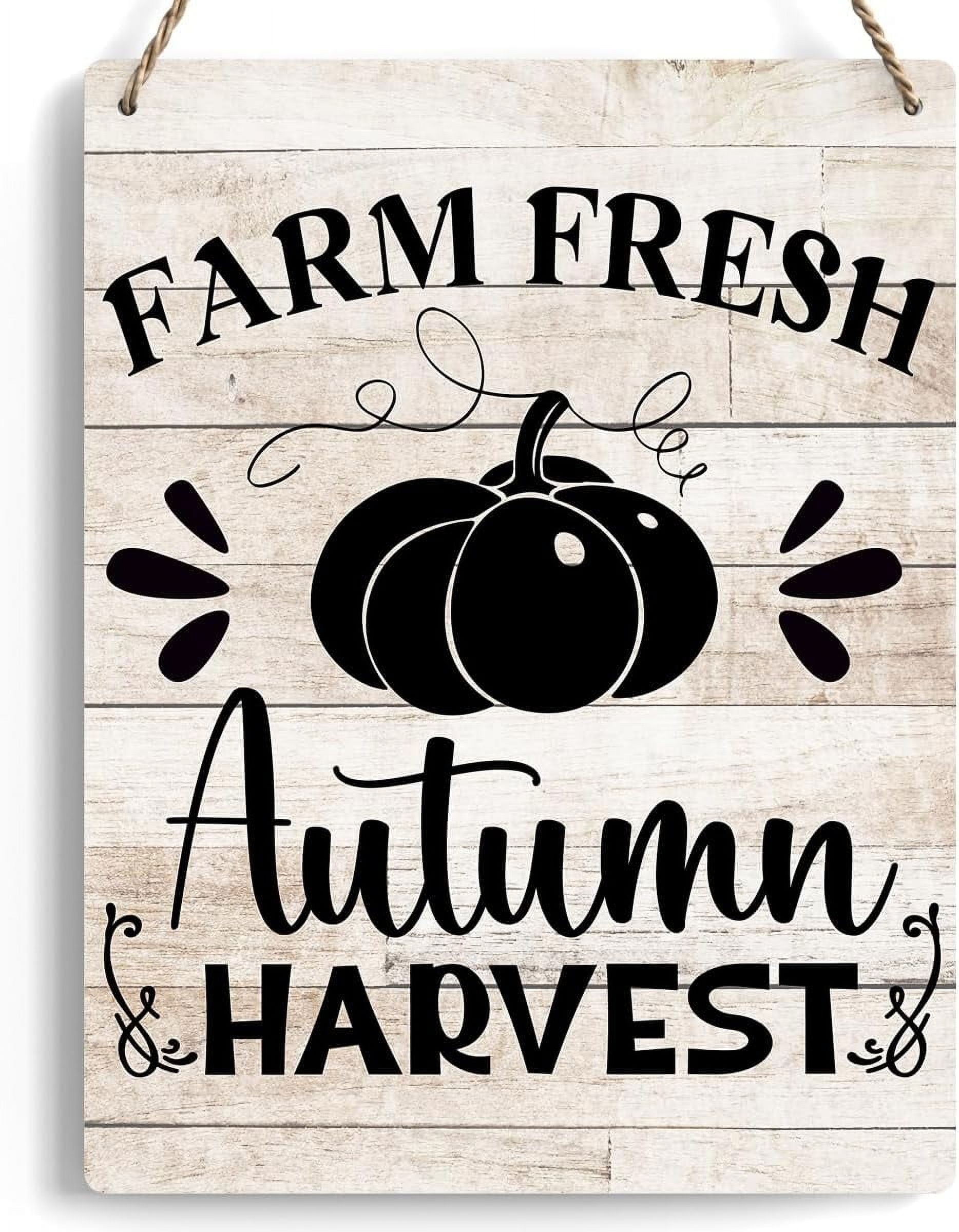 8x10 Inch Farm Fresh Autumn Harvest Wood Sign Decoration Fall Pumpkin ...