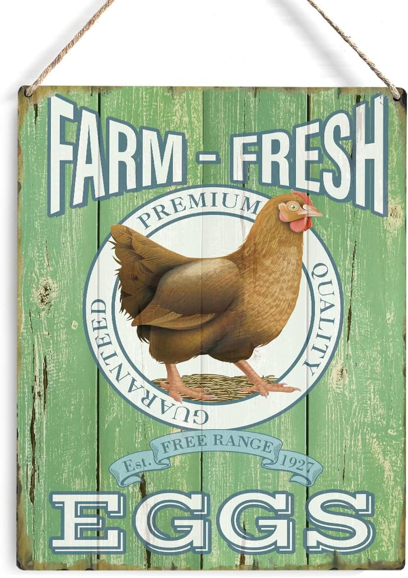 8x10 Inch Farmhouse Farm Fresh Free Range Eggs Wooden Sign Wall Decor ...