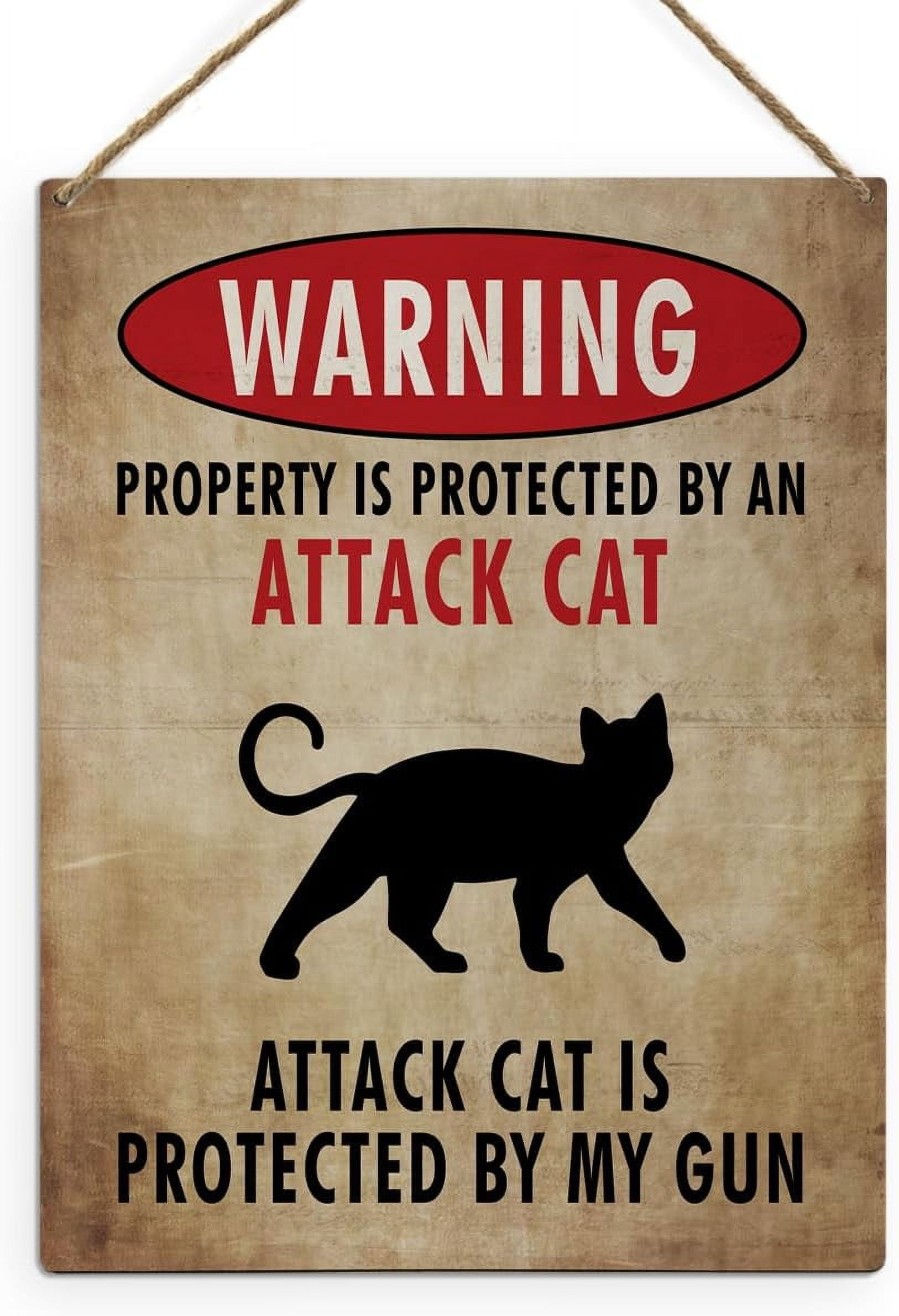 8x10 Inch Funny Cat Warning Decor - Warning Signs For Property, Funny ...