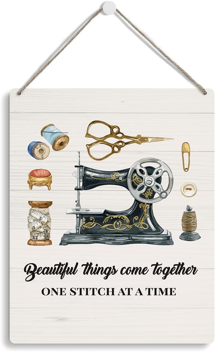 8x10 Inch Funny Sewing Room Wall Door Decor, Beautiful Things Come ...