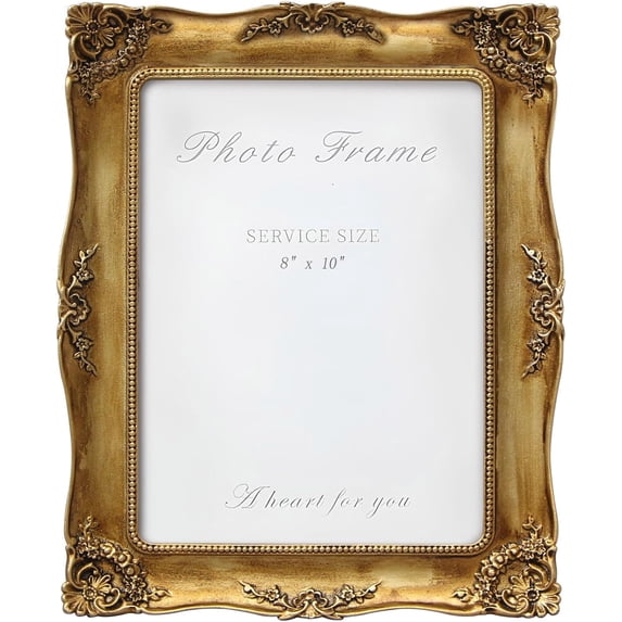 8x10 Inch Gold Vintage Picture Frame, Elegant Antique Photo Frames with ...