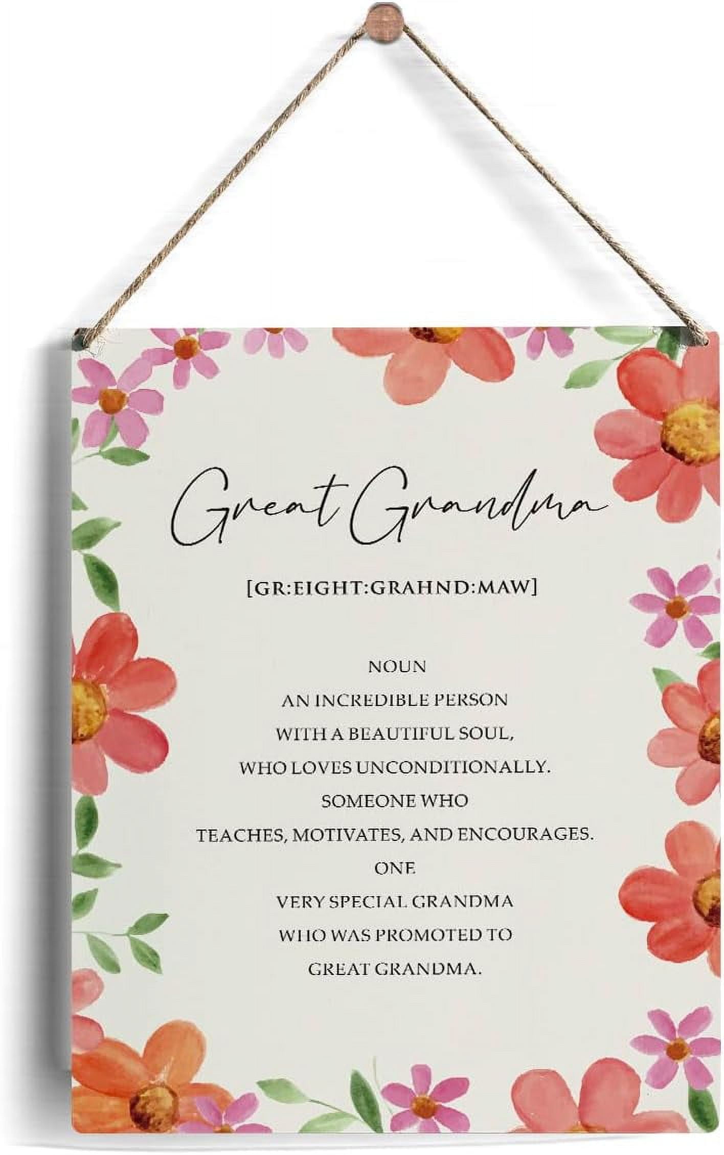 8x10 Inch Great Grandma Definition Sign Gifts, Rustic Floral Grandma ...