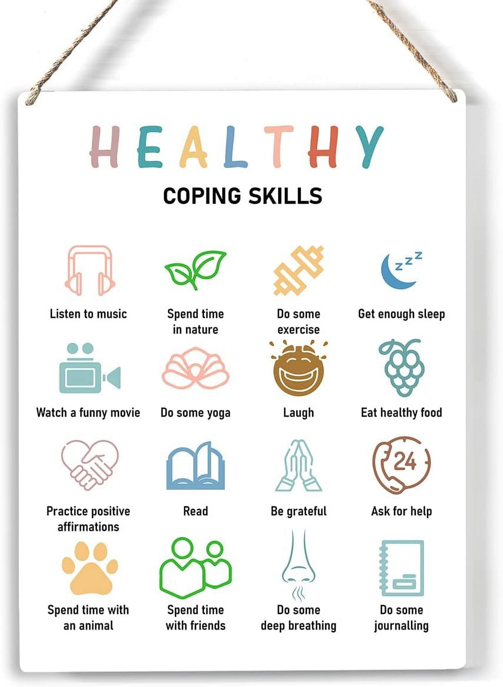 8x10 Inch Healthy Coping Skills Wood Sign Mental Health Wooden Signs ...
