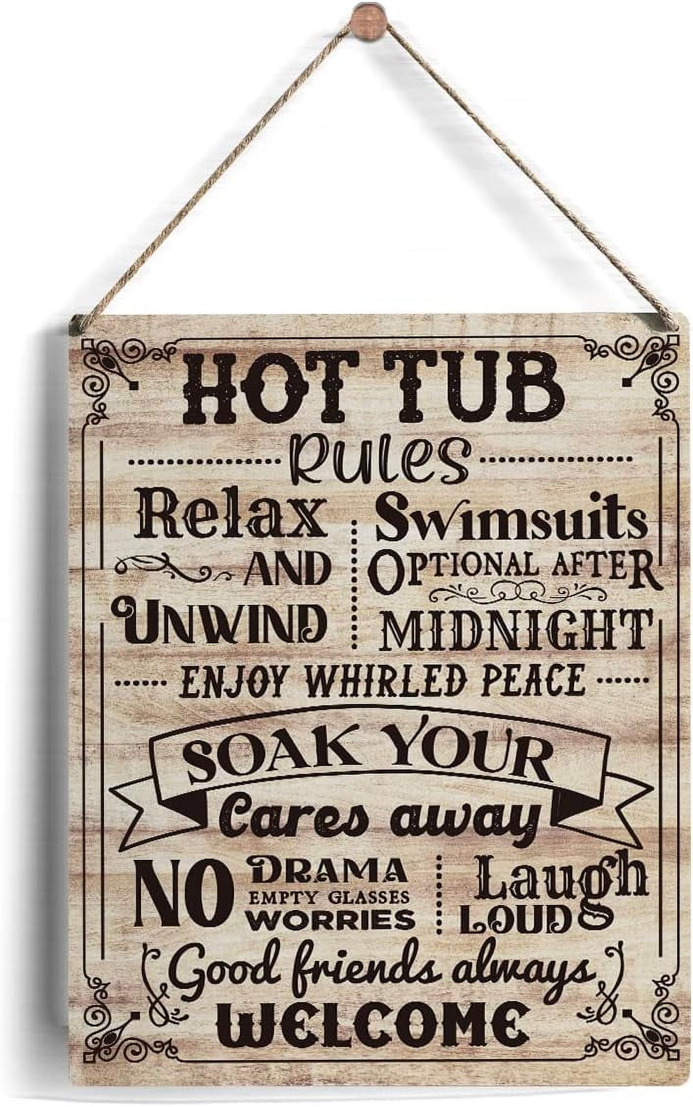 8x10 Inch Hot Tub Rules Sign Gifts, Rustic Relax And Unwind Enjoy ...