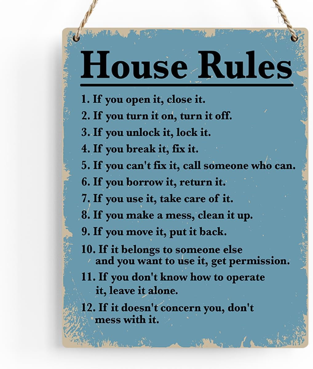 8x10 Inch House Rules Sign, House Rules Wooden Hanging Sign, Farmhouse ...
