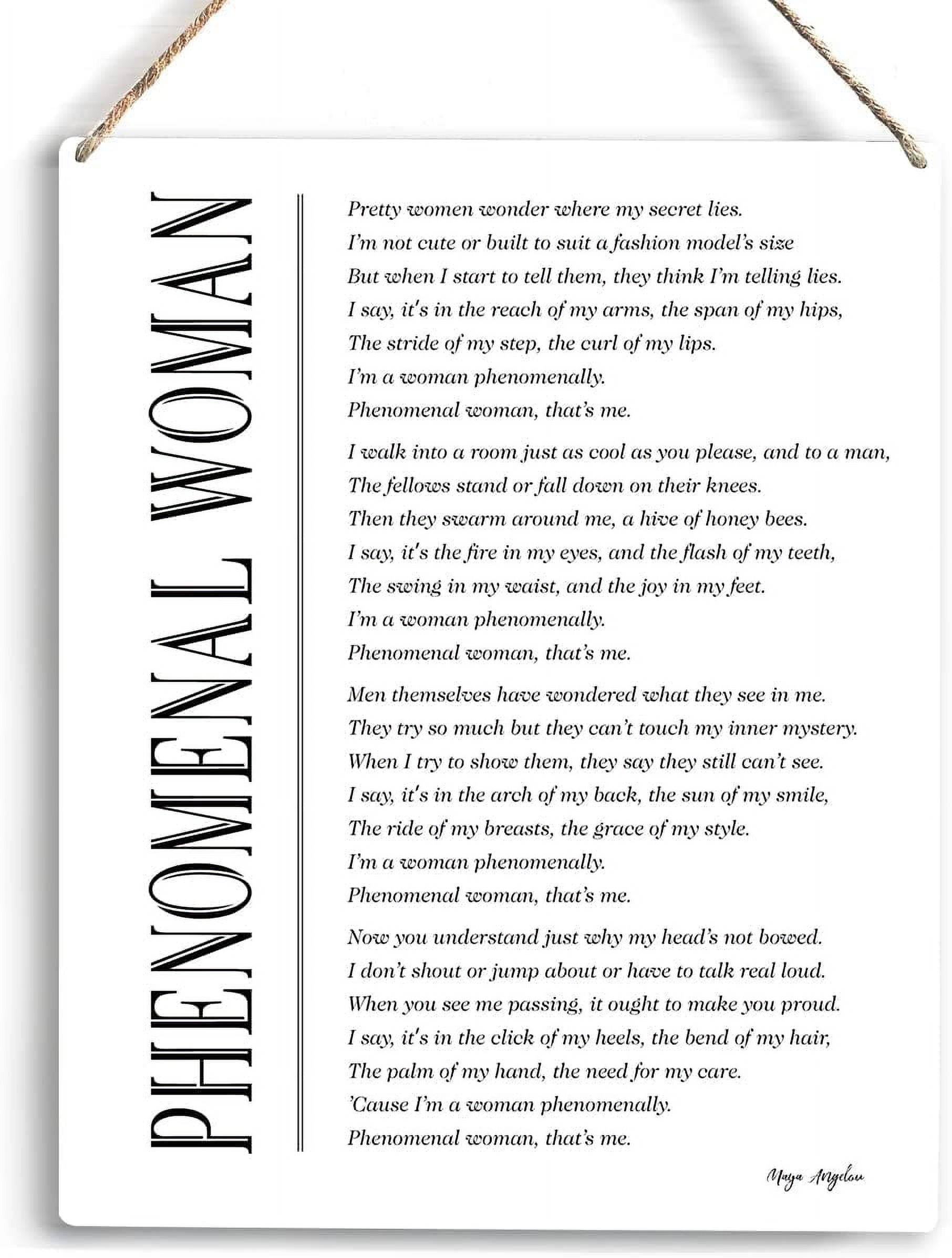 8x10 Inch Inspirational Minimalist Decor Wall Art Phenomenal Woman Poem ...