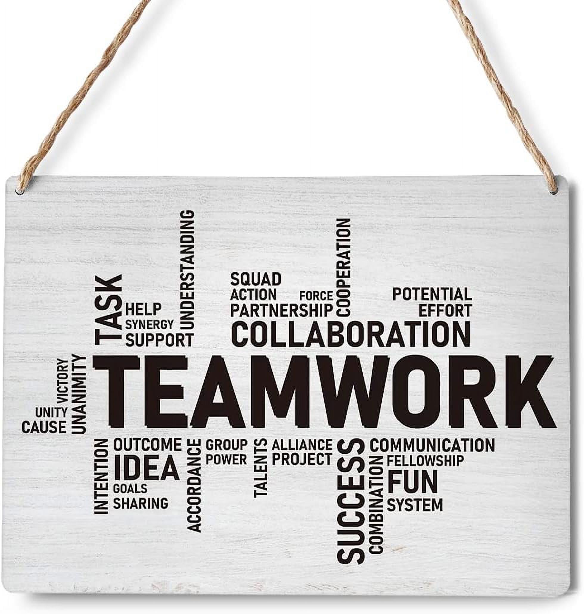 8x10 Inch Inspirational Teamwork Signs Wall Decor Rustic Teamwork Words ...