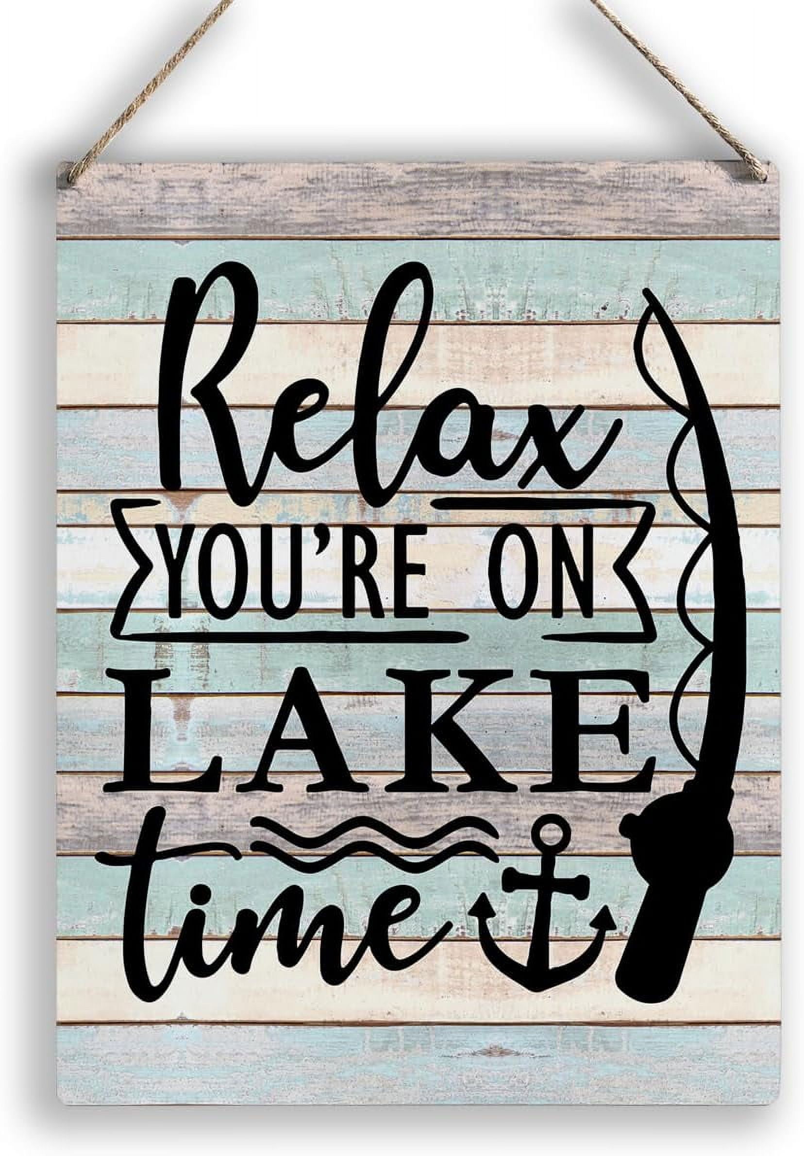 8x10 Inch Lake Theme Wooden Rustic Signs Home Wall Decor, Country Relax ...