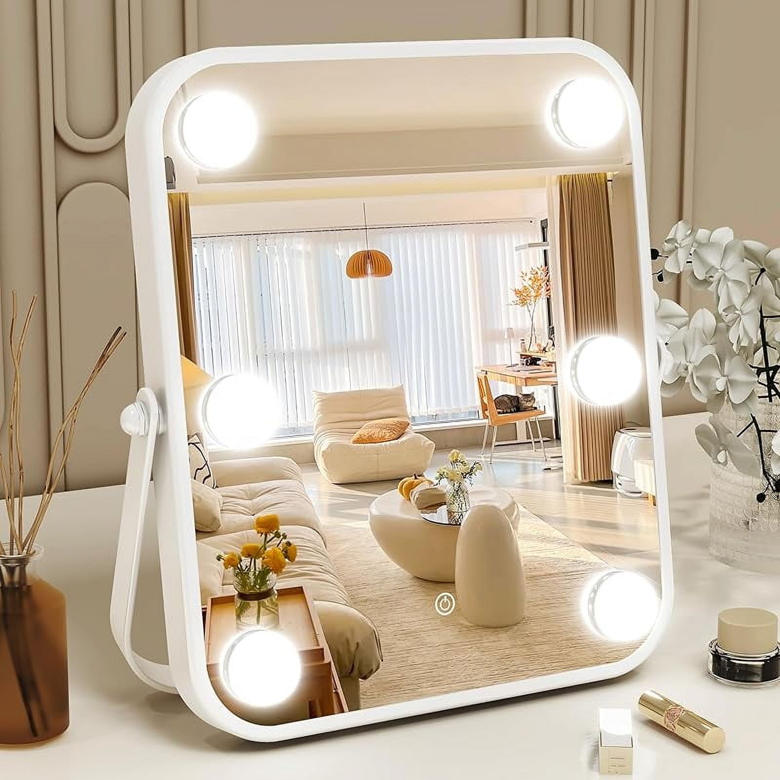 8x10 Inch Lighted Vanity Mirror, 3-Color Dimmable LED Lighting & Touch ...