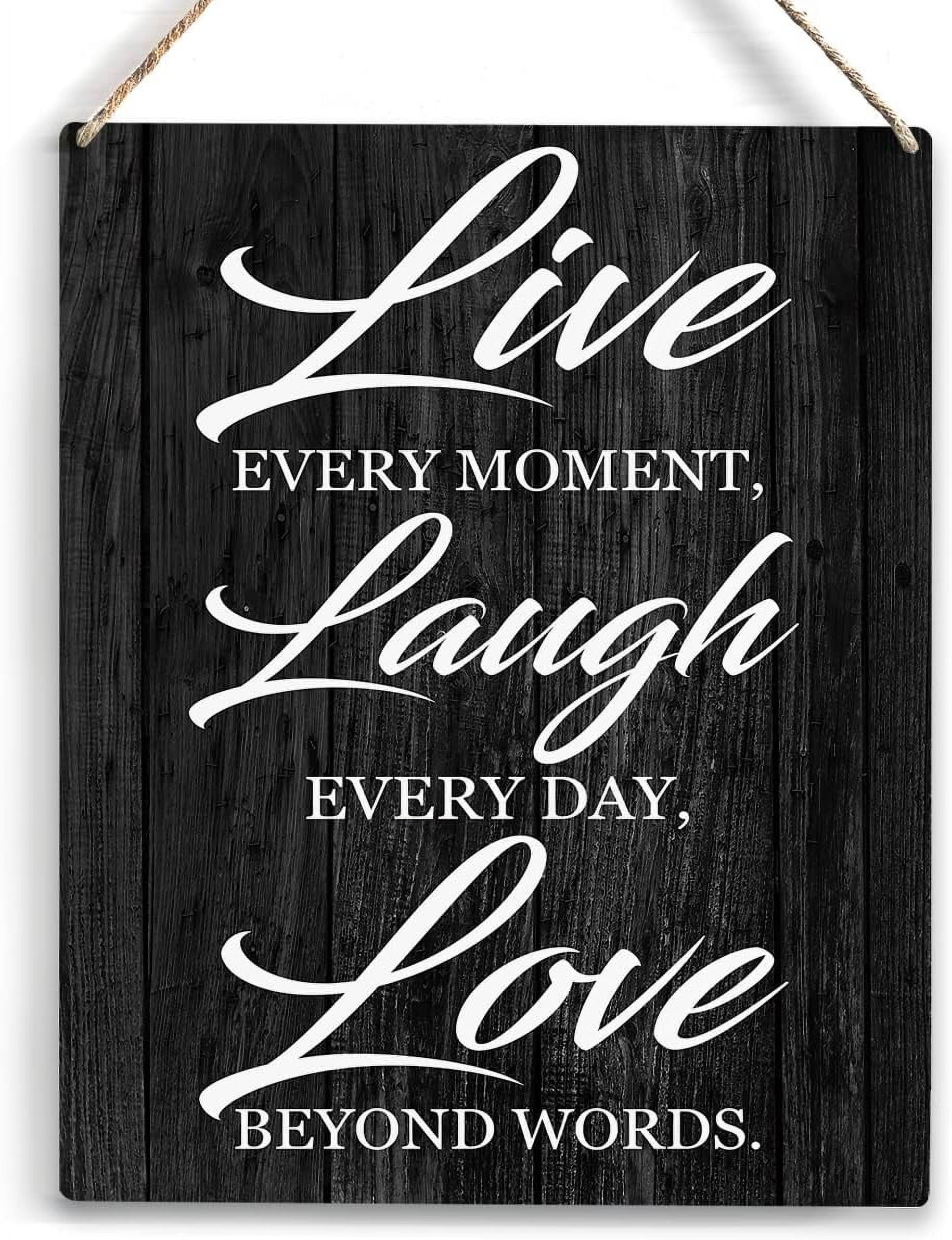 8x10 Inch Live Every Moment Laugh Every Day Wood Sign Rustic Live Laugh ...