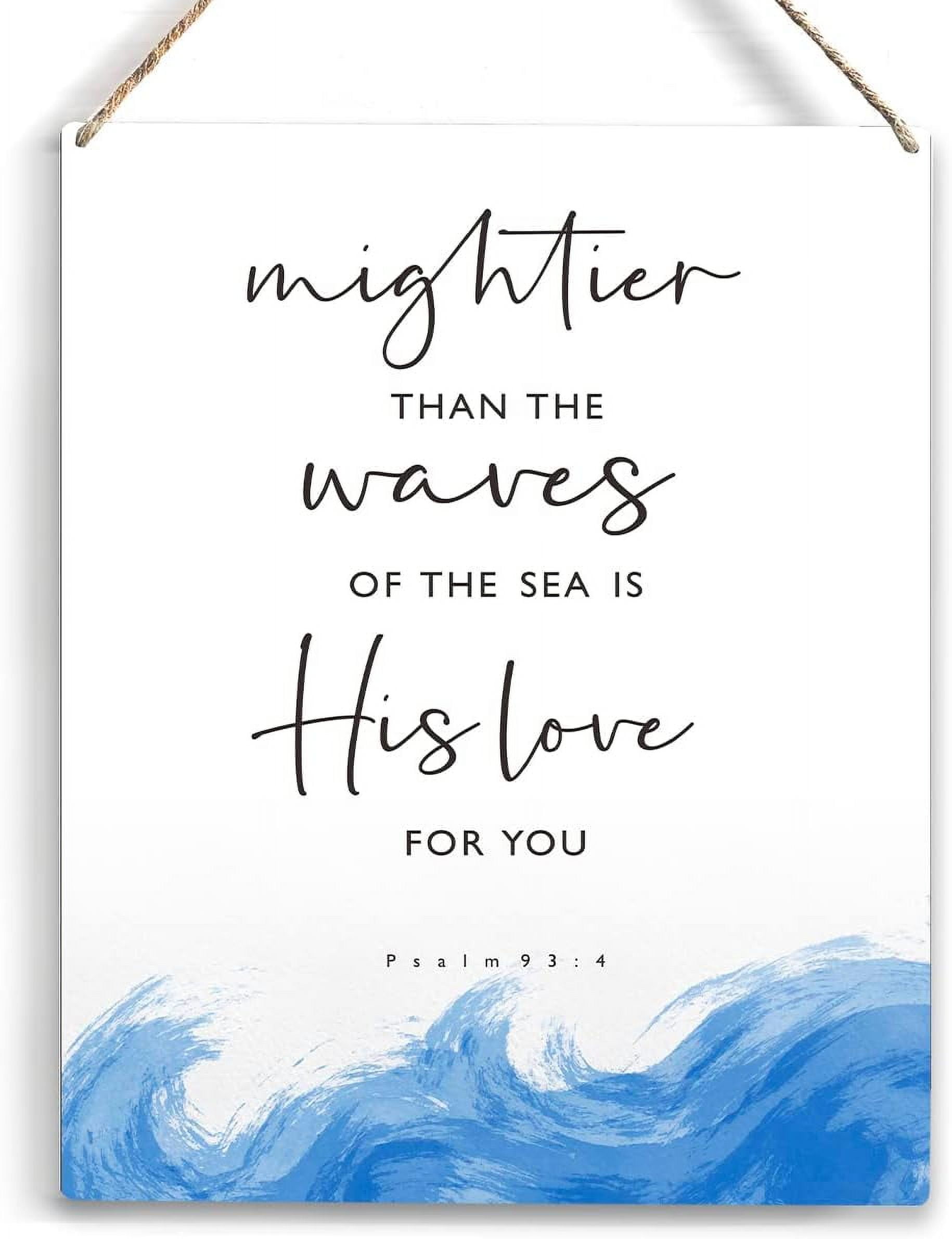 8x10 Inch Mightier Than The Waves Bible Verse Wood Sign Rustic Psalm ...