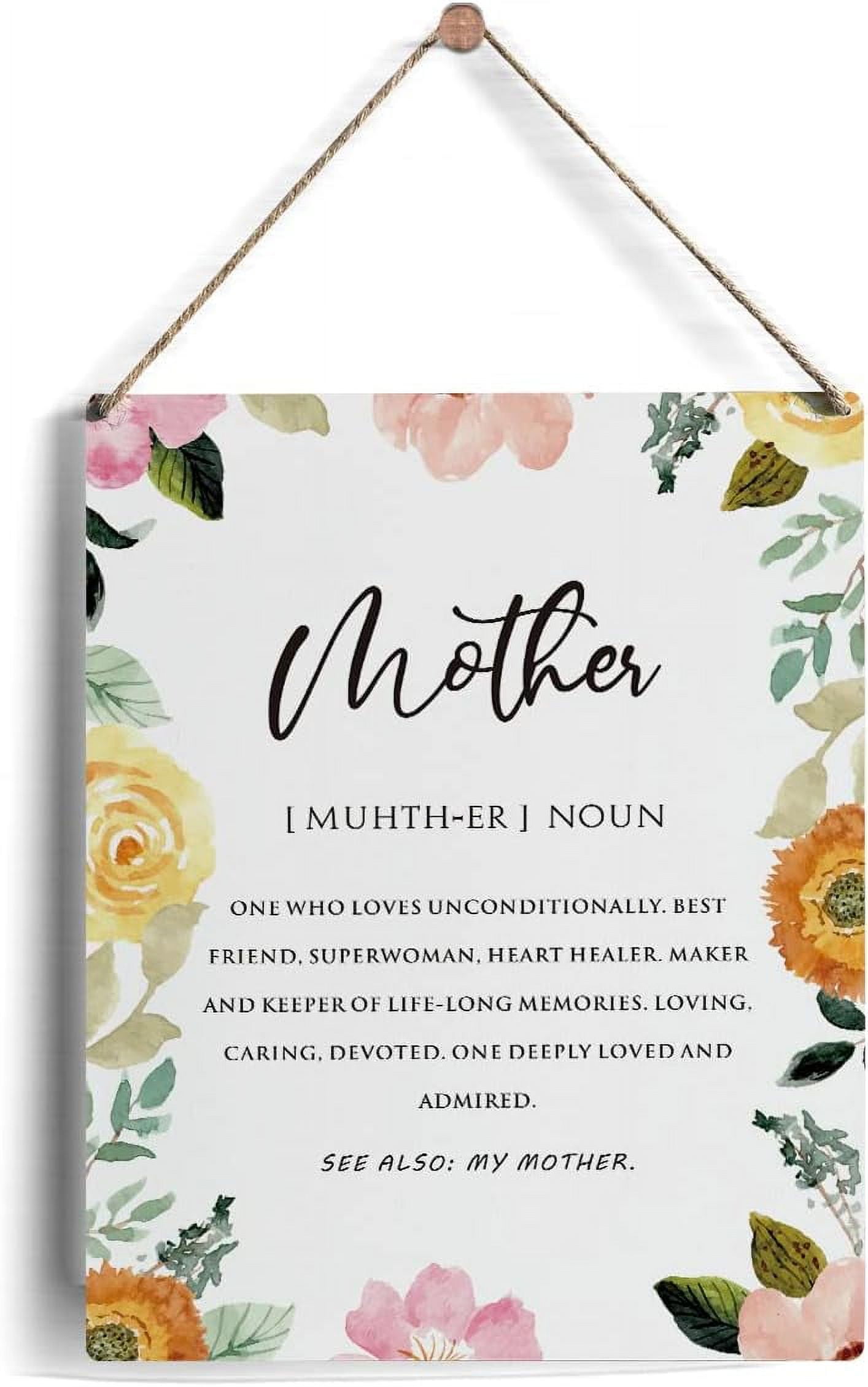 8x10 Inch Mother Definition Sign Gifts, Rustic Floral Mom Wooden Signs ...