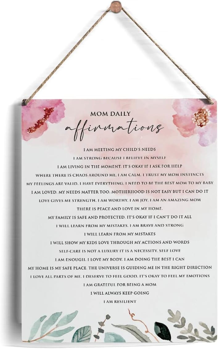 8x10 Inch Mother Sign Gifts, Rustic Floral Mom Daily Affirmations ...