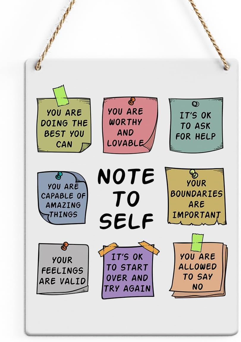 8x10 Inch Note To Self Wall Decor Positive Therapy Office Decor Mental ...