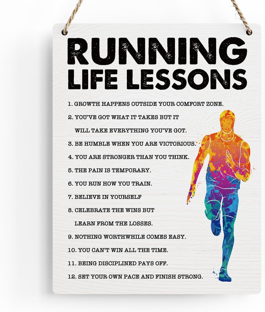 8x10 Inch Running Life Lessons Wood Sign Inspirational Running Wall ...