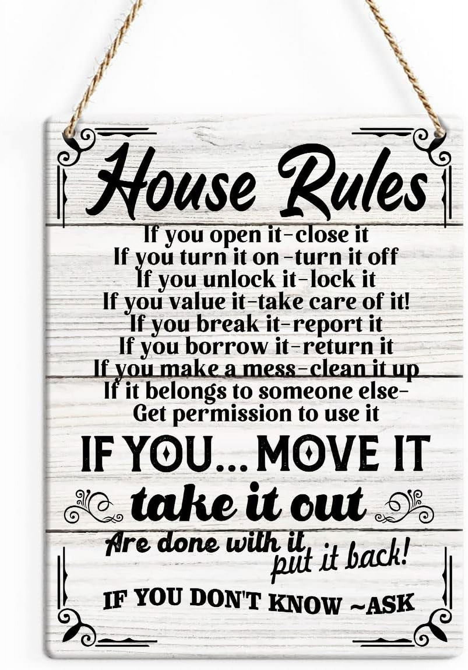 8x10 Inch Rustic House Rules Wood Decor Sign, New House Gift Printed ...