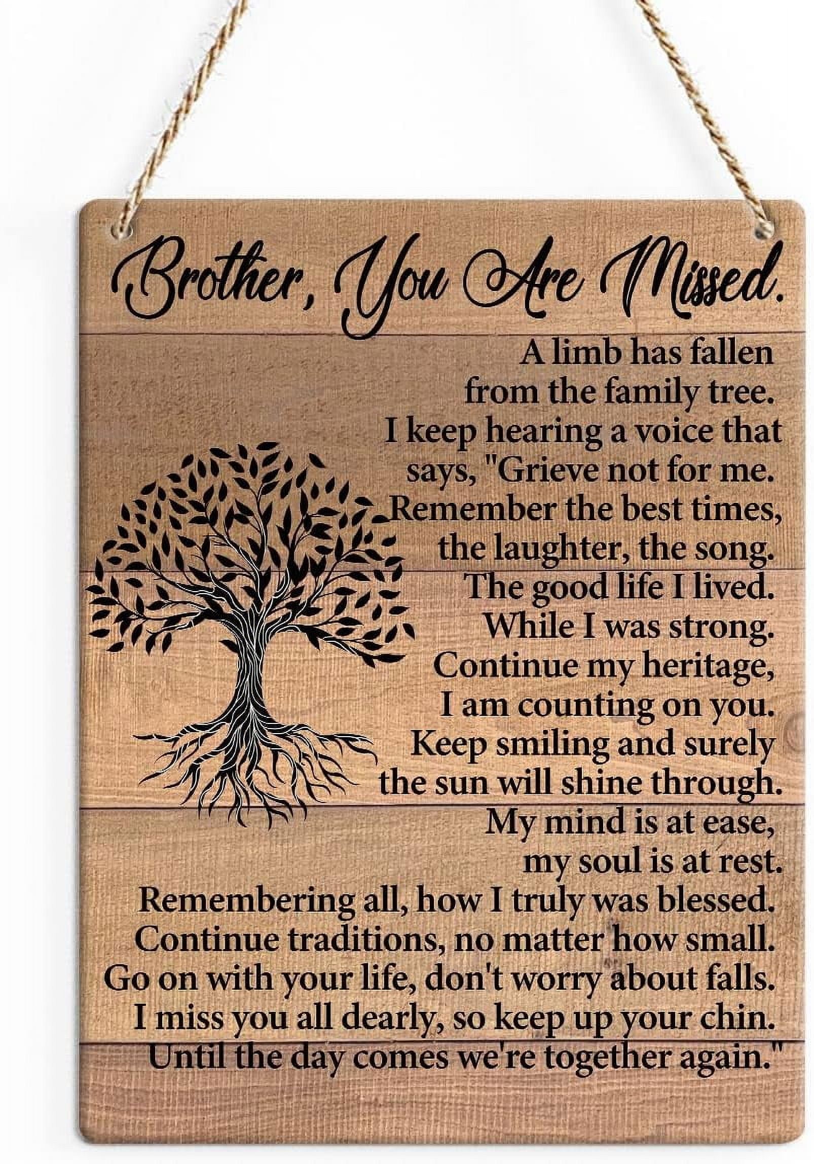 8x10 Inch Rustic Memorial Tree Wood Decor Sign, Rememberance Brother ...