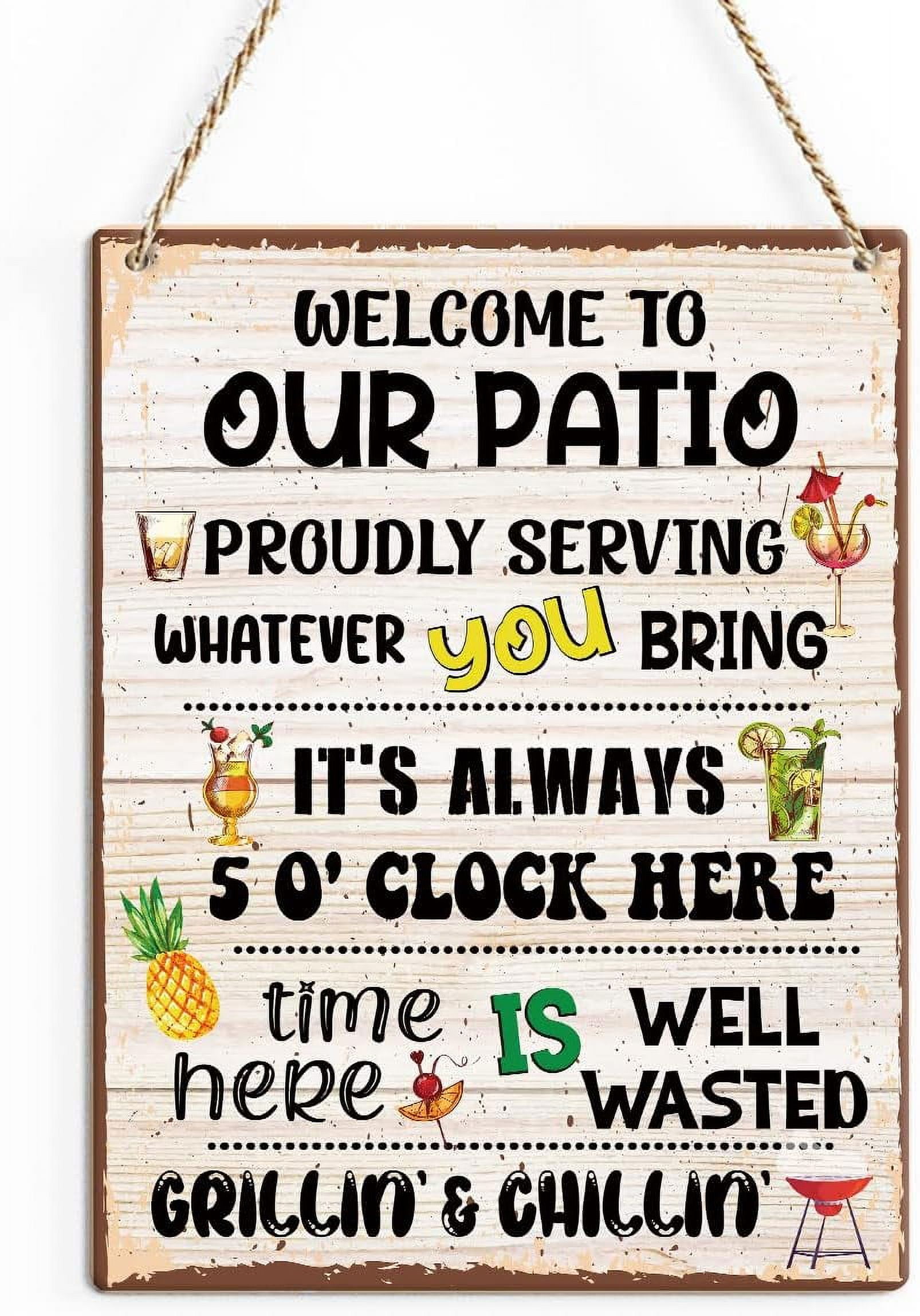 8x10 Inch Rustic Patio Wood Decor Sign, Welcome To Our Patio Printed ...