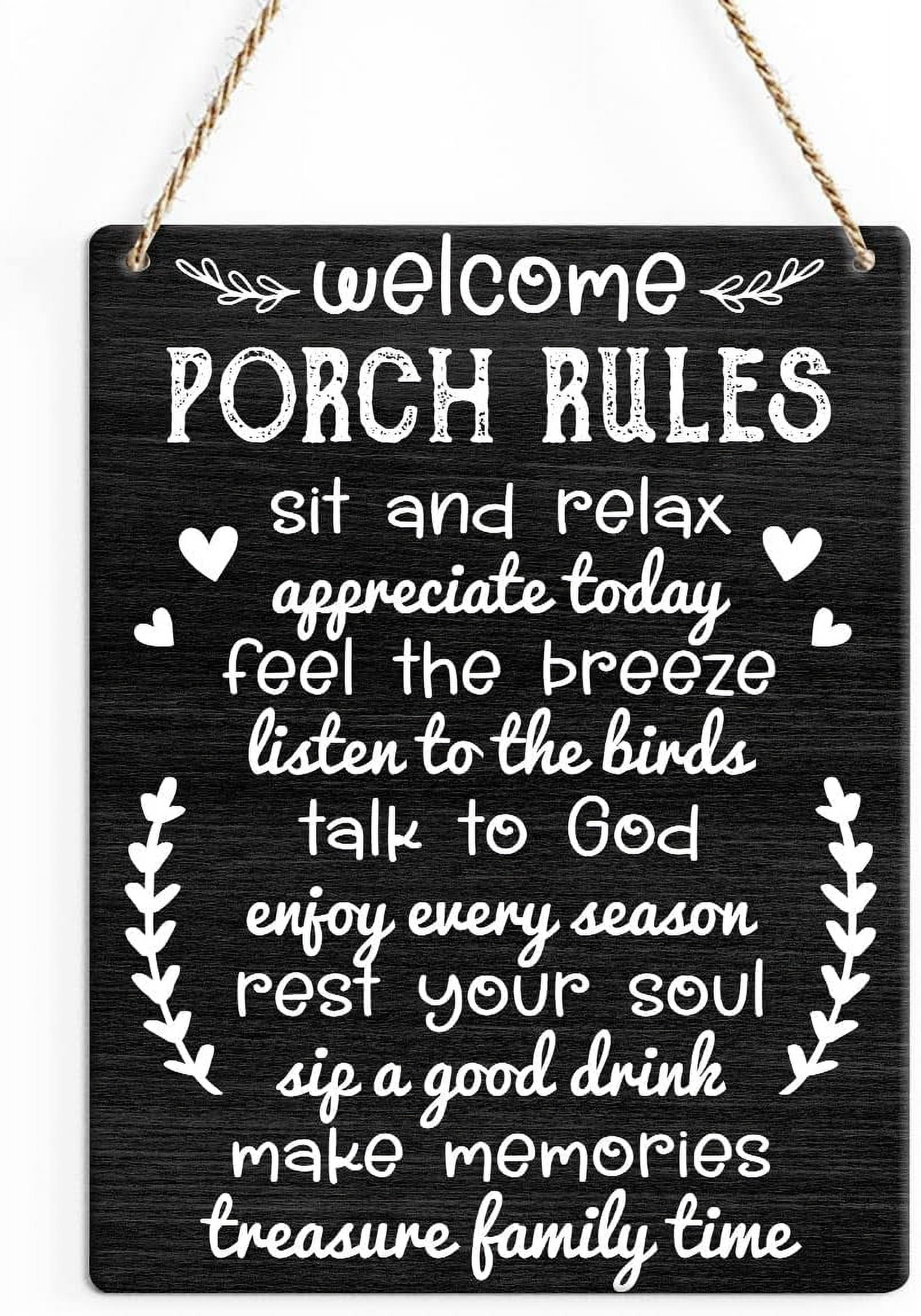 8x10 Inch Rustic Porch Wood Decor Sign, Welcome Porch Rules Sit And ...