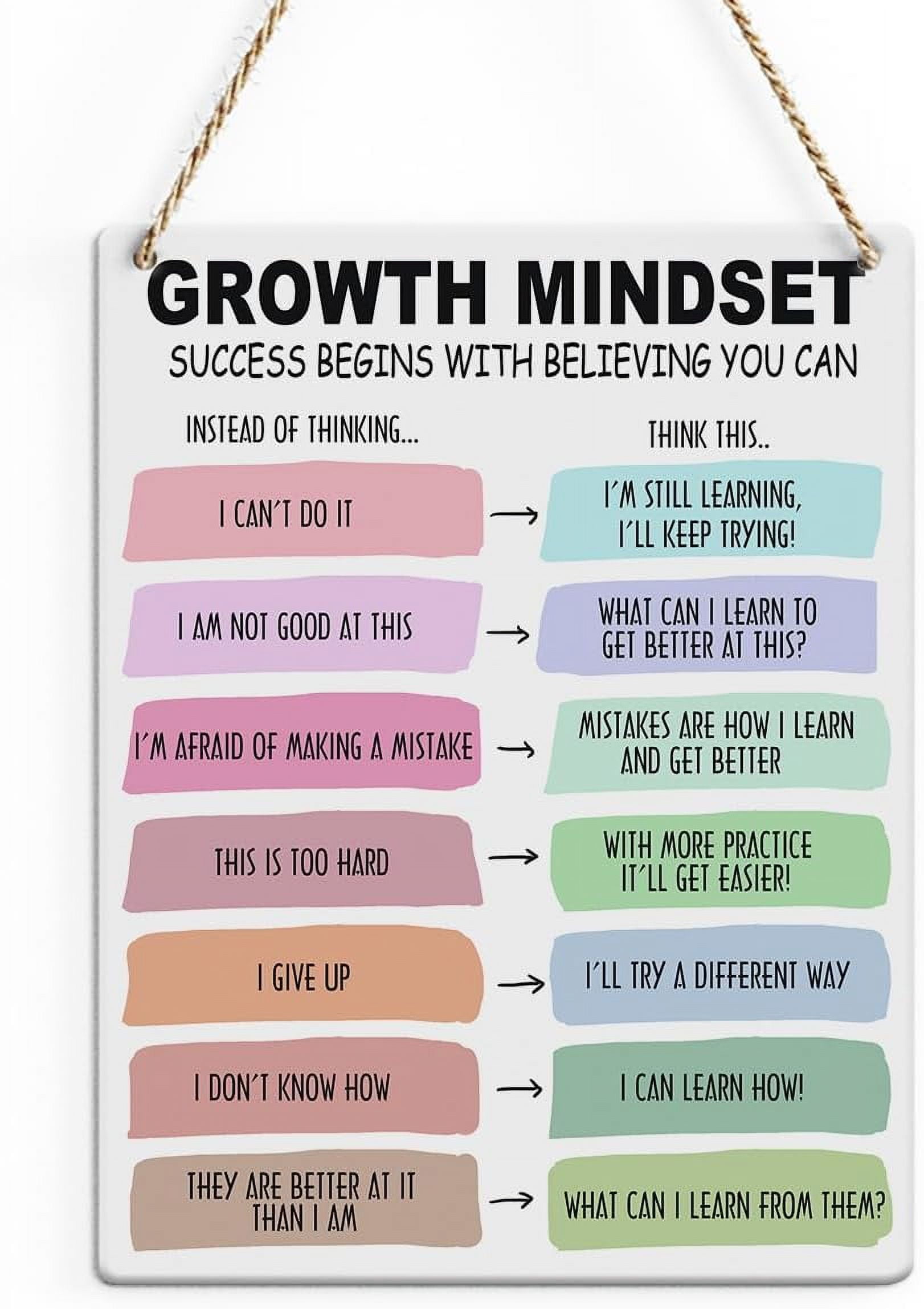 8x10 Inch Rustic Positive Growth Mindset Quote Wood Decor Sign ...