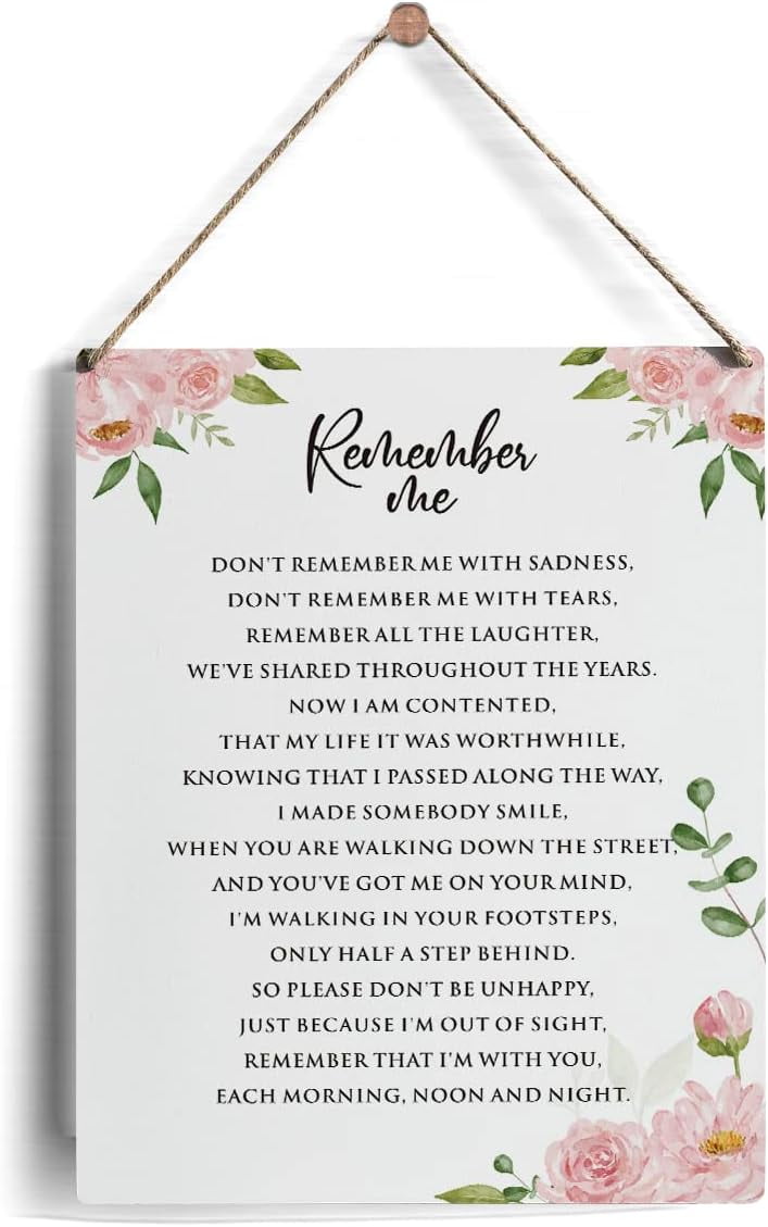 8x10 Inch Sympathy Mother Sign Gifts, Rustic Floral Memorial ...