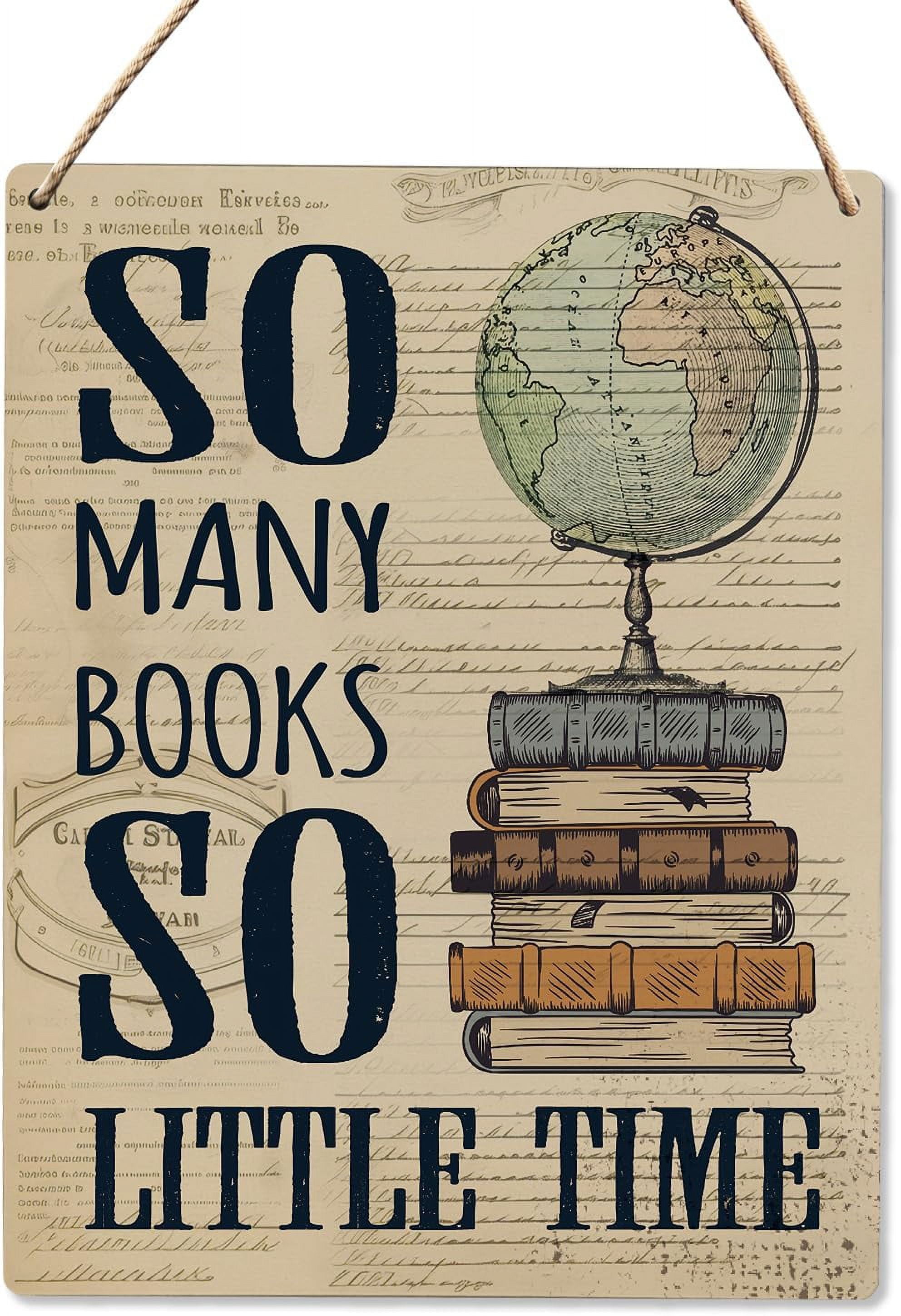 8x10 Inch Vintage Reading Corner Decor, So Many Books So Little Time ...