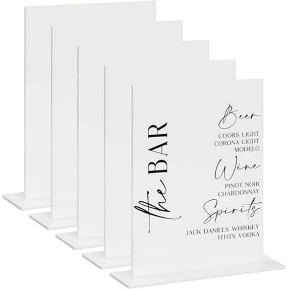 8x10 Inch White Acrylic Sign with Stand | 5 Pack Blank Acrylic Table ...