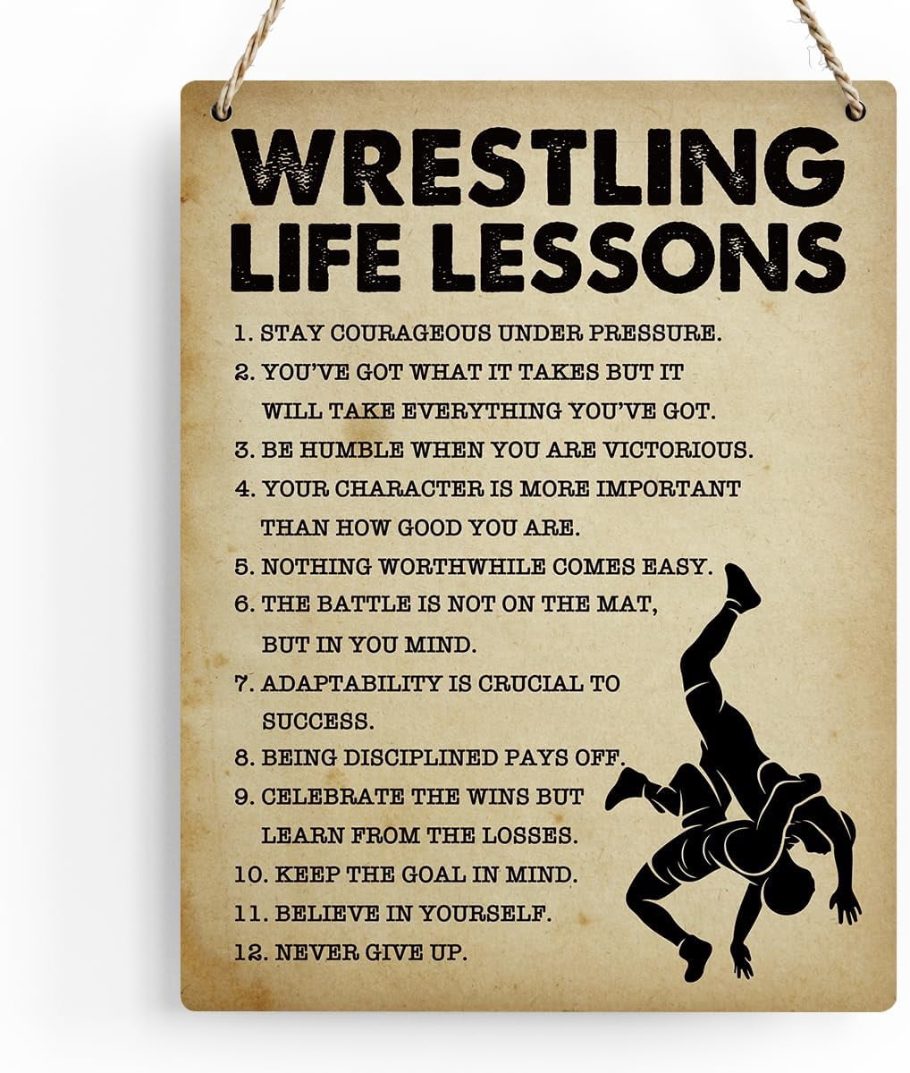 8x10 Inch Wrestling Life Lessons Wood Sign Inspirational Wrestling Wall ...