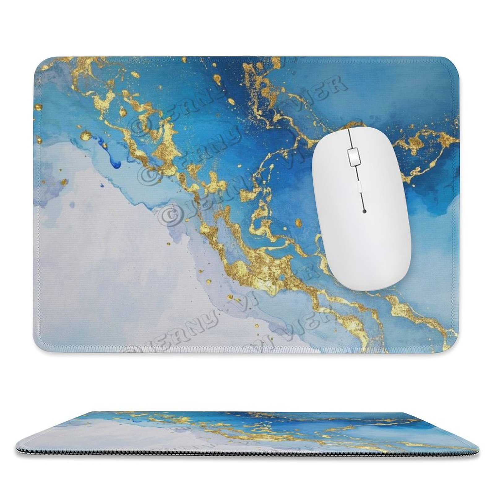 8x10 Inches Blue and Gold Marble Mouse Pad, Non-Slip Rubber Base, Ideal ...