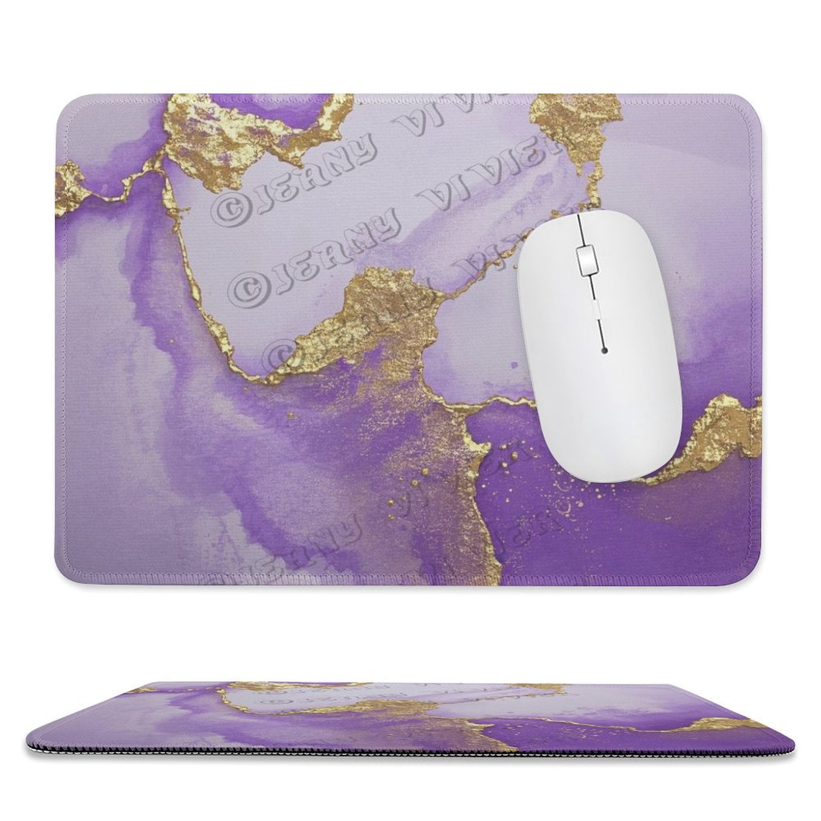 8x10 Inches Purple and Gold Marble Mouse Pad, Stitched Edges, Non-Slip ...