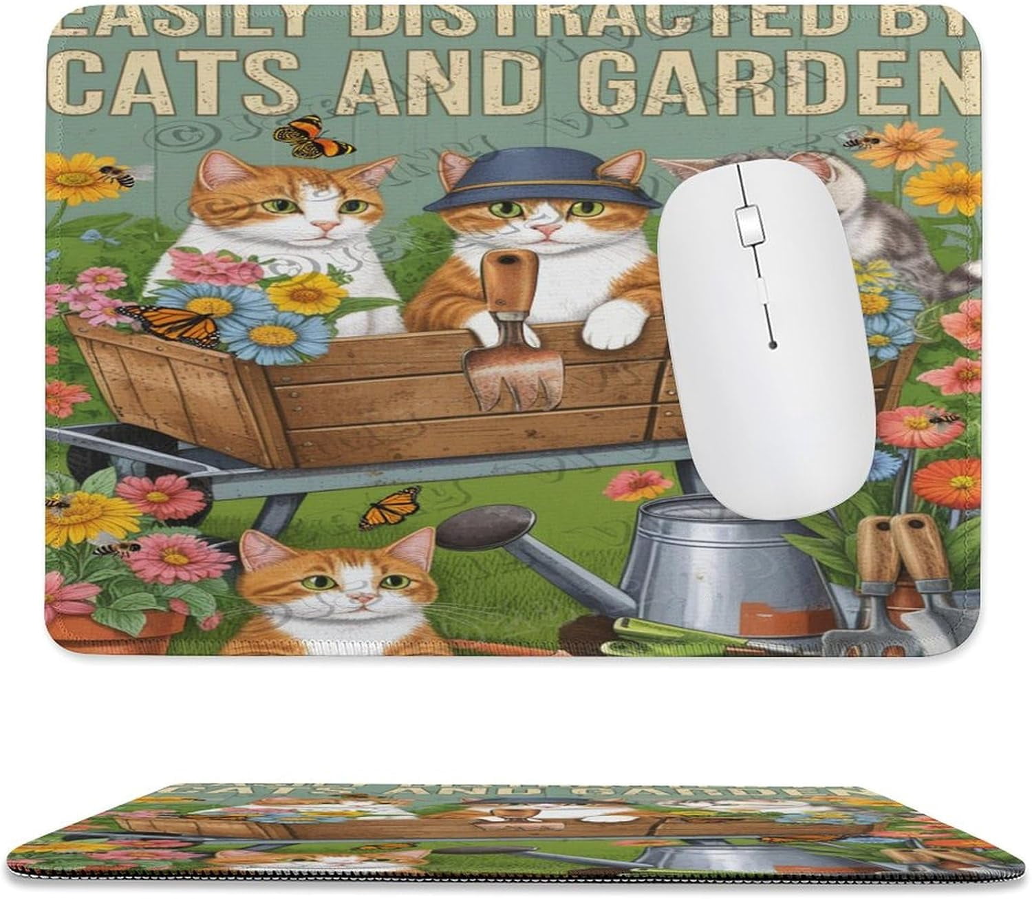 8x10 Mouse Pad - Cute Cats in Garden, Non-Slip for Computer and Gaming ...