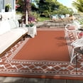 8x10 Outdoor Patio Rug,Diamond Border Area Rugs,Waterproof Reversible ...