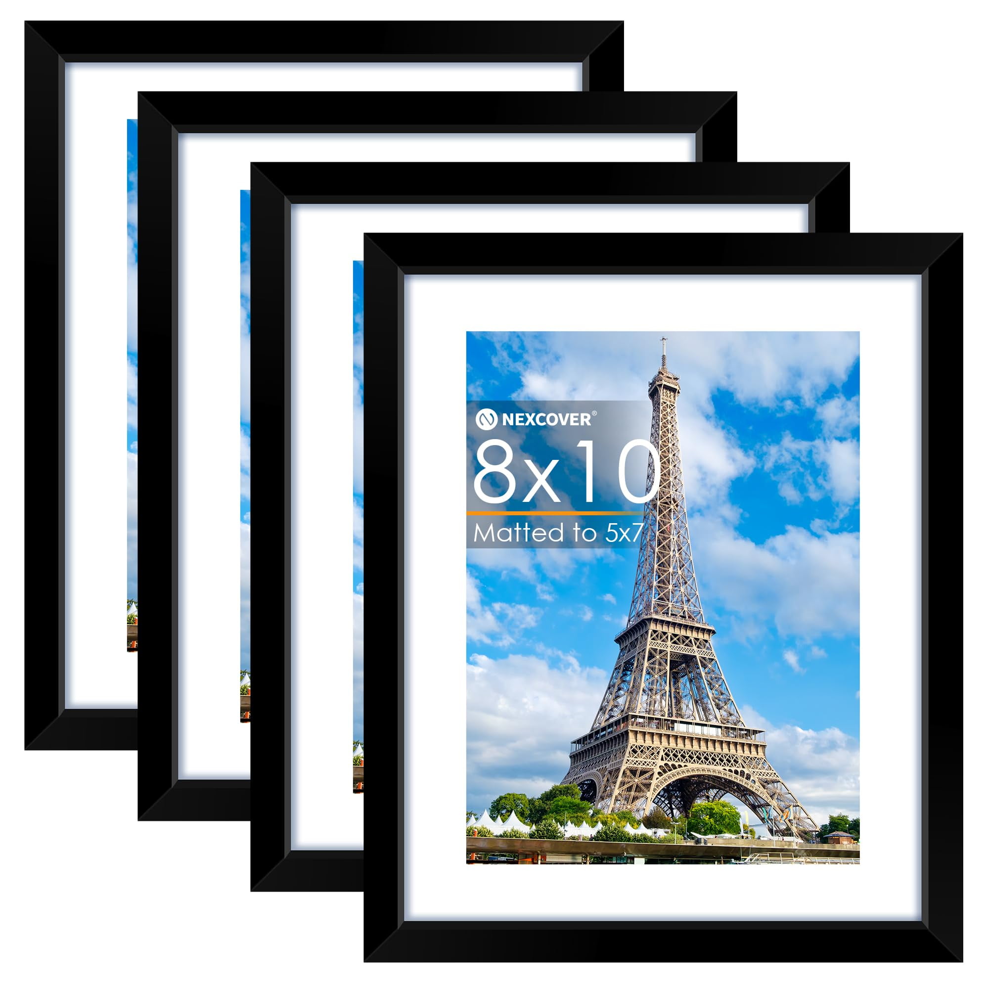 8x10 Photo Frame Set of 4 Black, HD Clear Plexiglass Collage Frames for ...