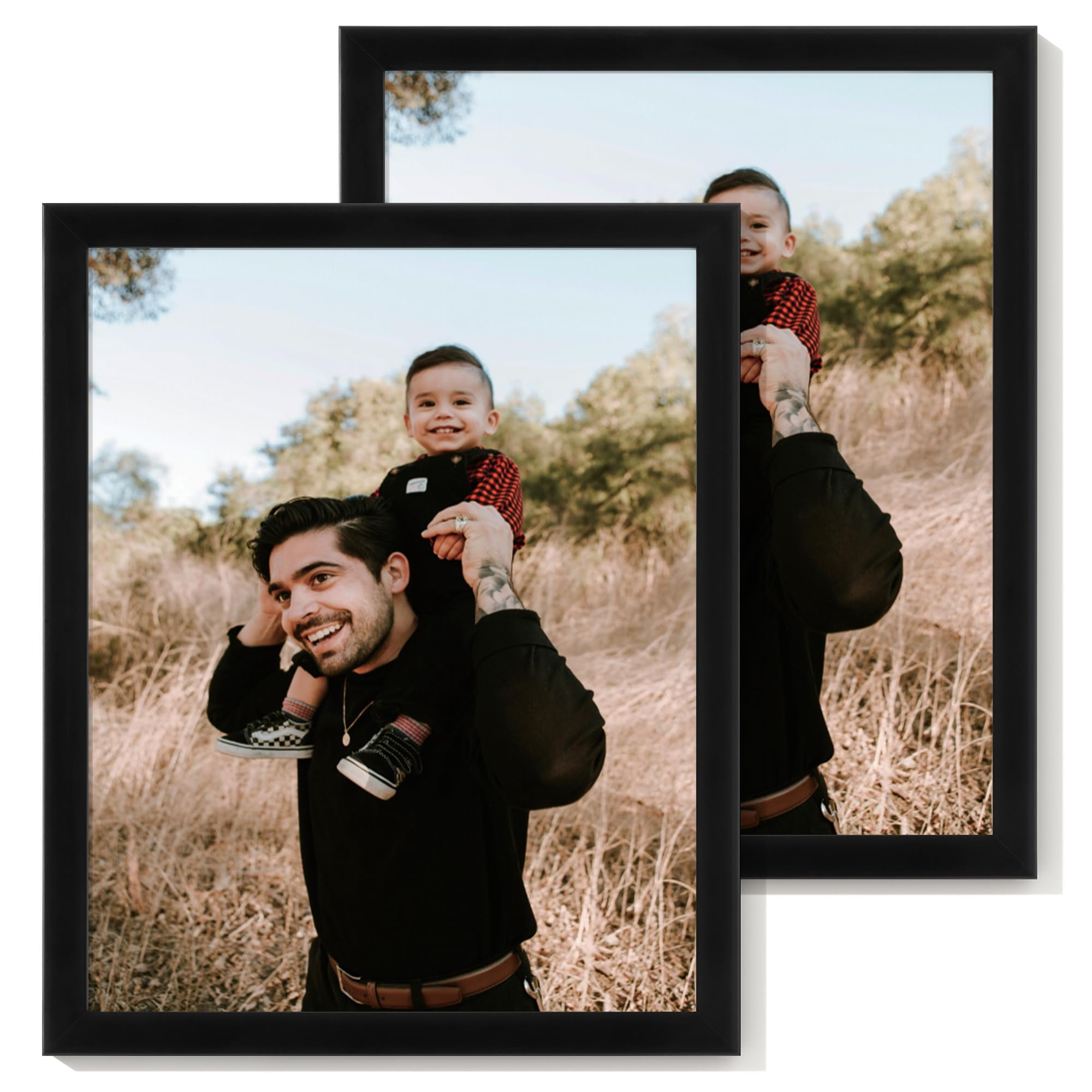8x10 Photo Frames Set of 2, Black Wall or Tabletop Display Frames with ...