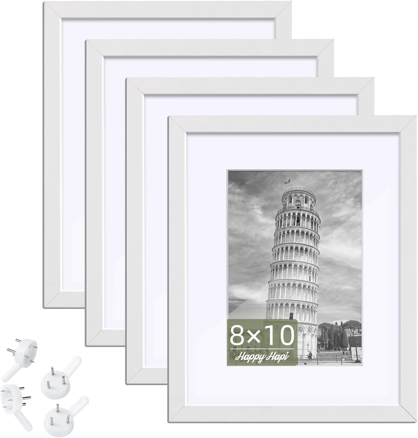 8x10 Picture Frame, 4 Pack Photo Frame Display Pictures 5x7 with Mat or ...
