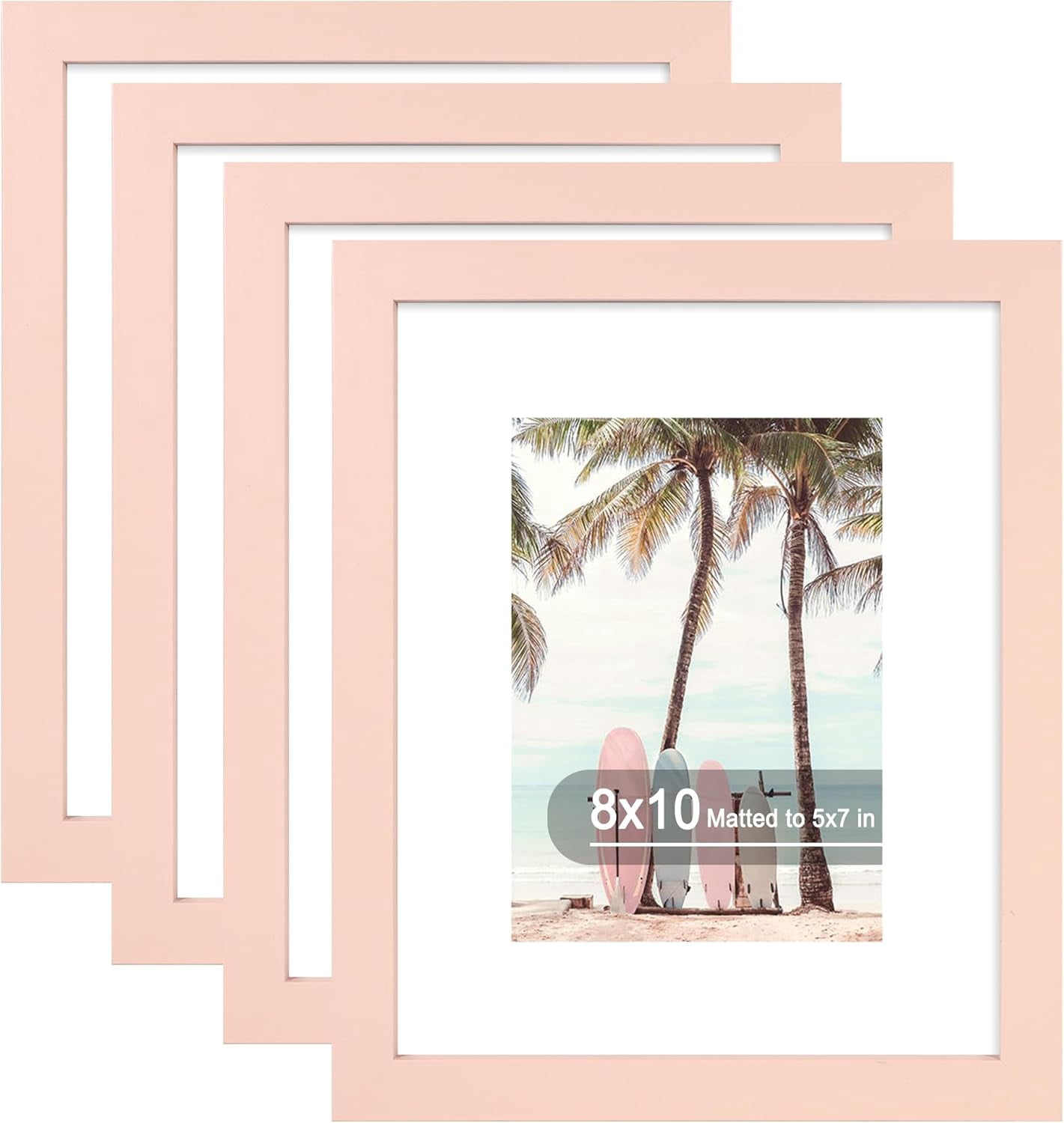 8x10 Picture Frame (4 Pack, Pink) Made of Real Glass and Wooden Frame ...