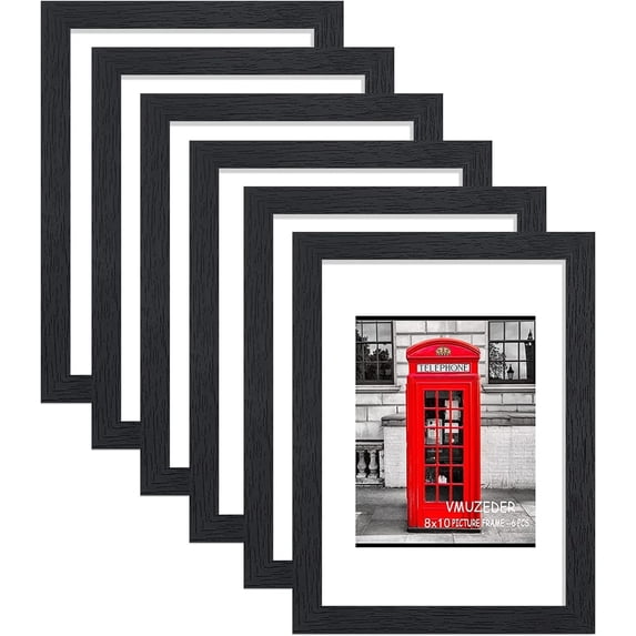 8x10 Picture Frame Black Set of 6,Display Pictures 5x7 with Mat or 8x10 ...