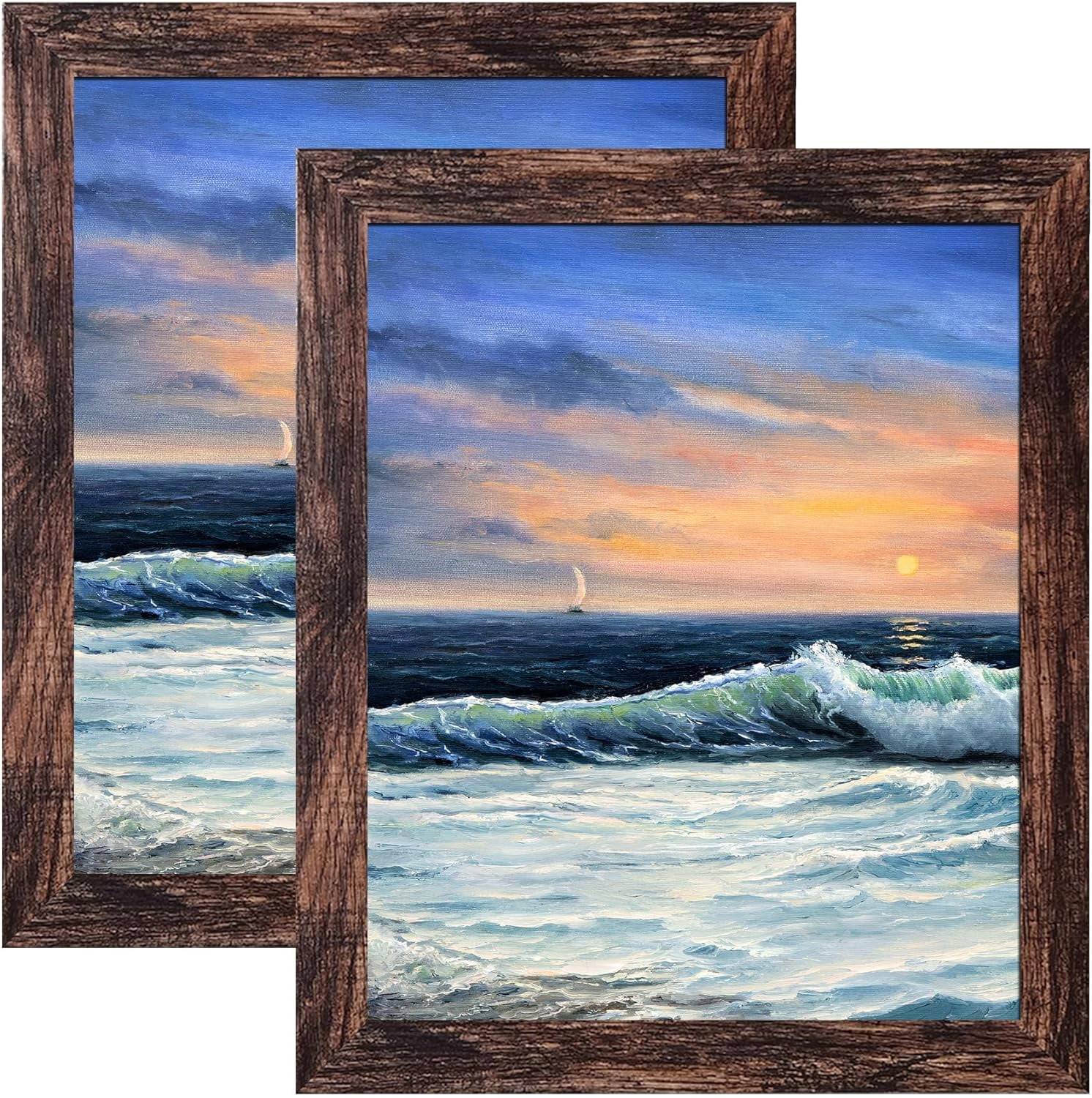 8x10 Picture Frame Brown for Wall Mounting or Tabletop Display, 2 Pack ...