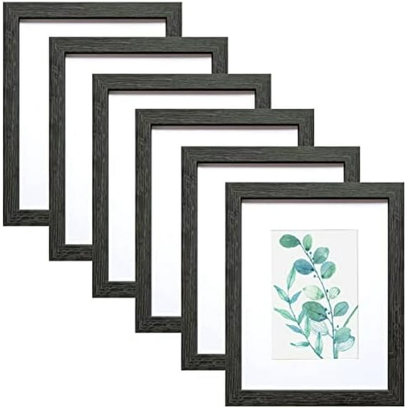8x10 Picture Frame Dark Gray Set of 6, Display Pictures 5x7 With mat or ...