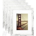 8x10 Picture Frame Distressed White Wood Pattern Set of 4 with Tempered ...