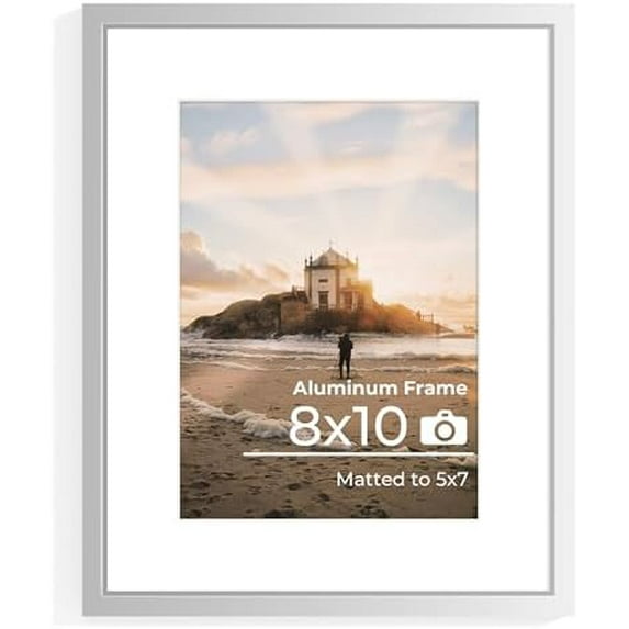 8x10 Picture Frame, High End Metal 8x10 Poster Frames with Mat 5x7 ...